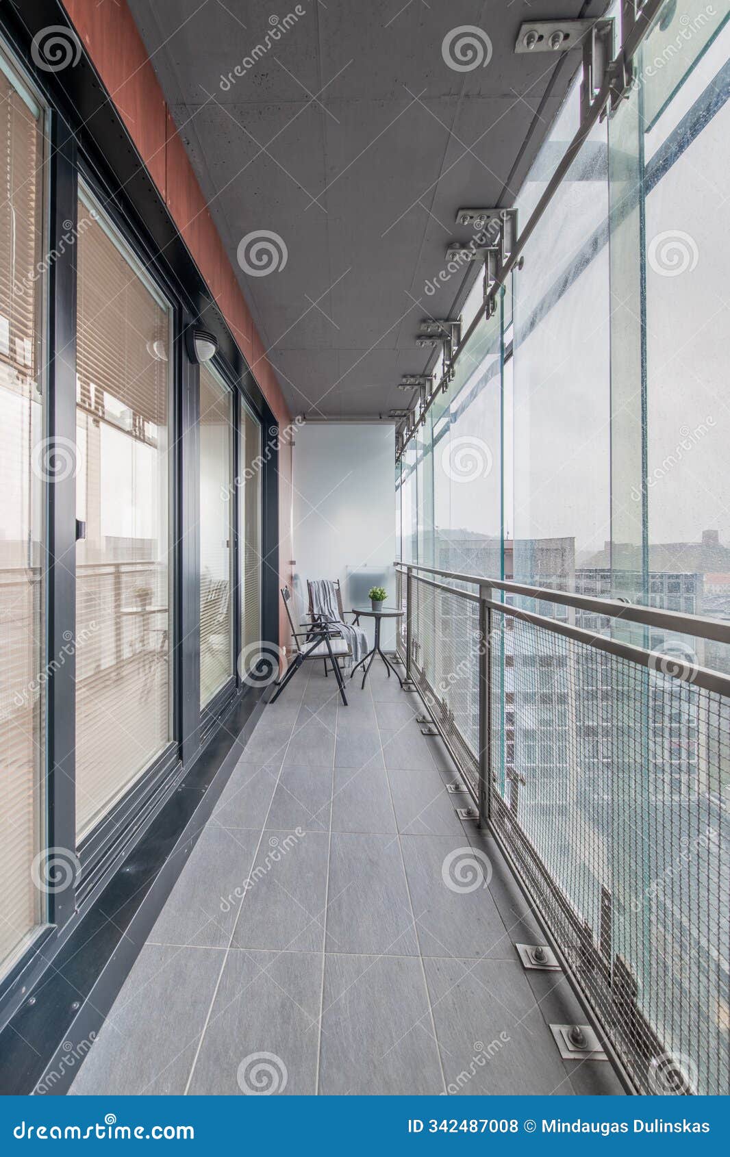 Chill Area and a Home Balcony Interior. Glassy Wall Stock Photo - Image ...