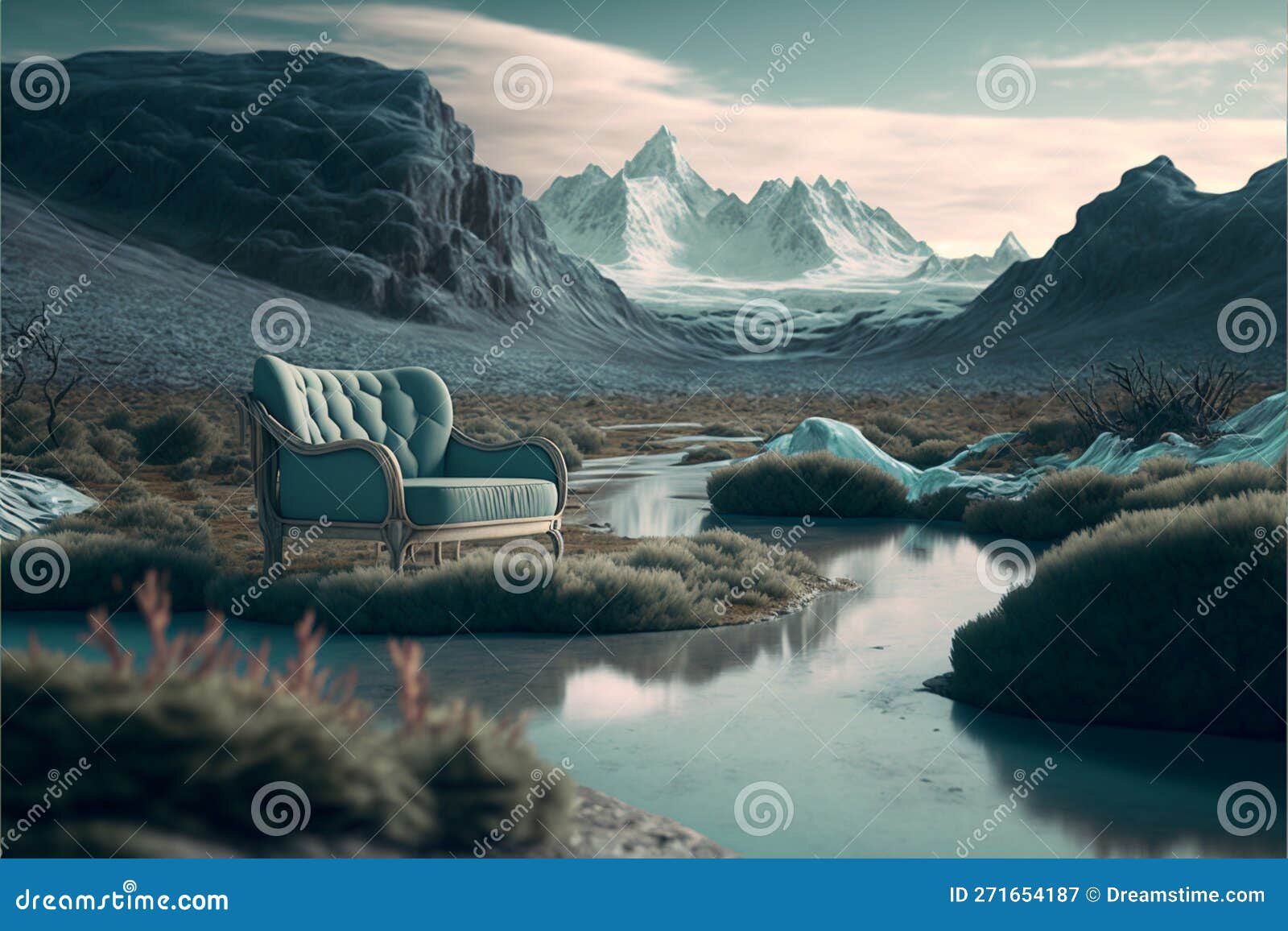 Chill Out Scene in the Mountains, Landscape, Generative Ai Stock ...