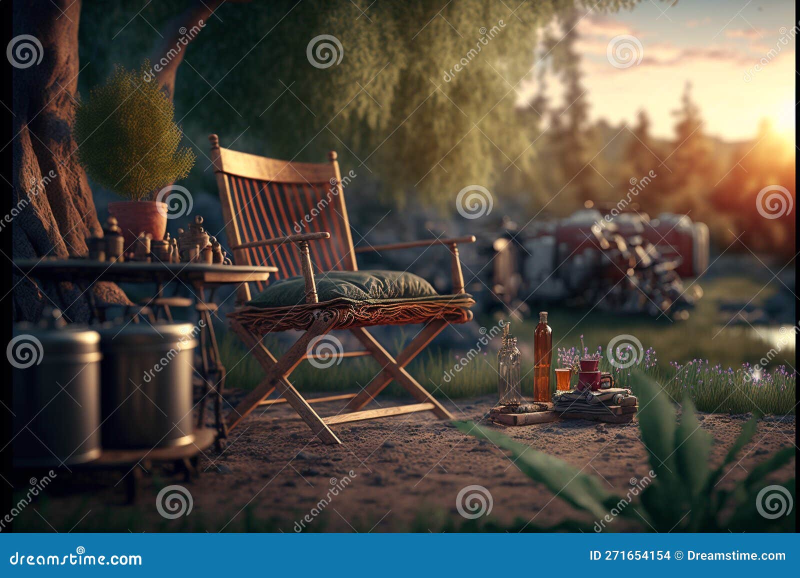 Chill Out Scene Outdoor, in the Forest, River, Generative Ai Stock ...