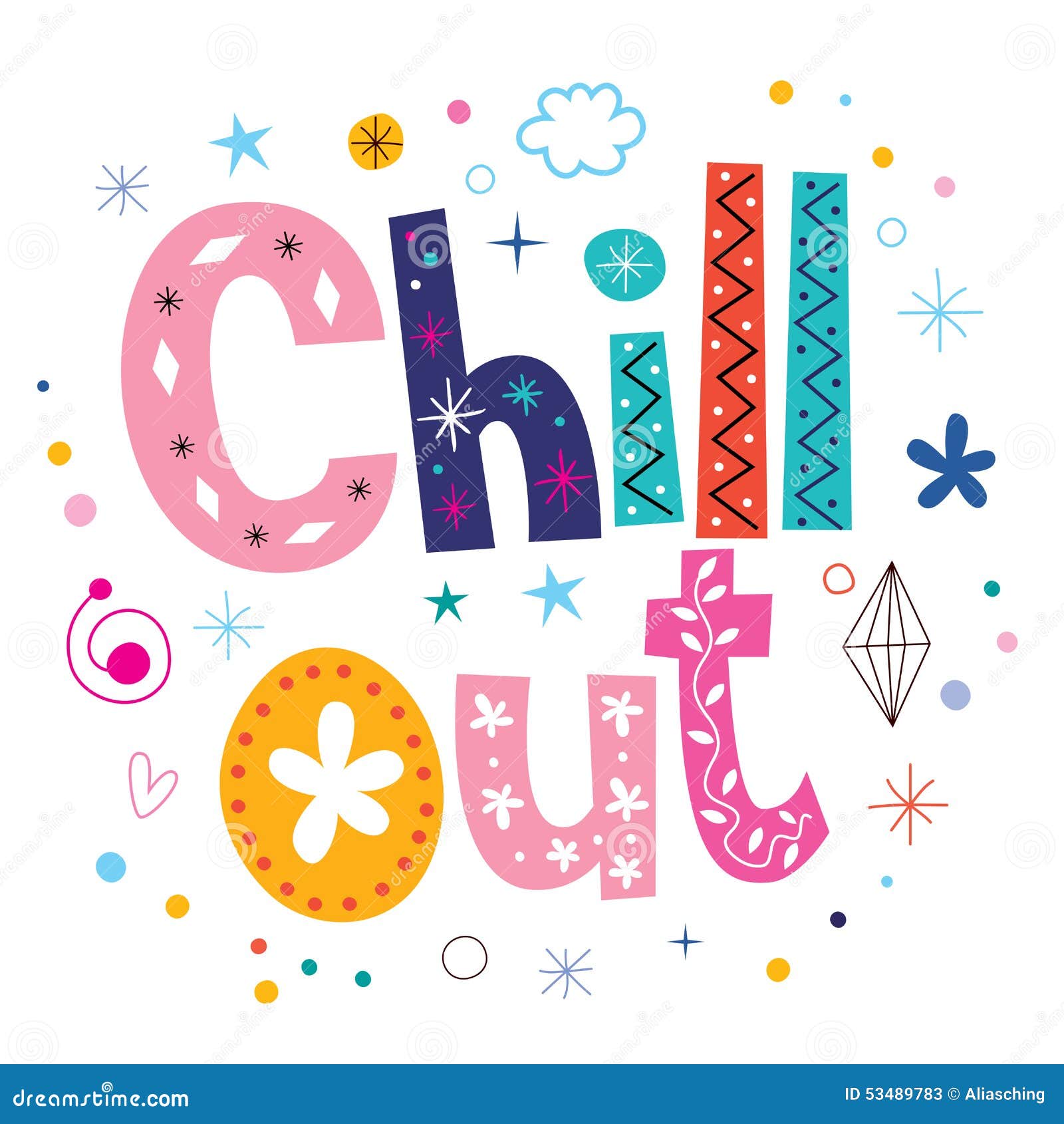Chill Out Text Typography Lettering Stock Vector - Illustration of cool ...
