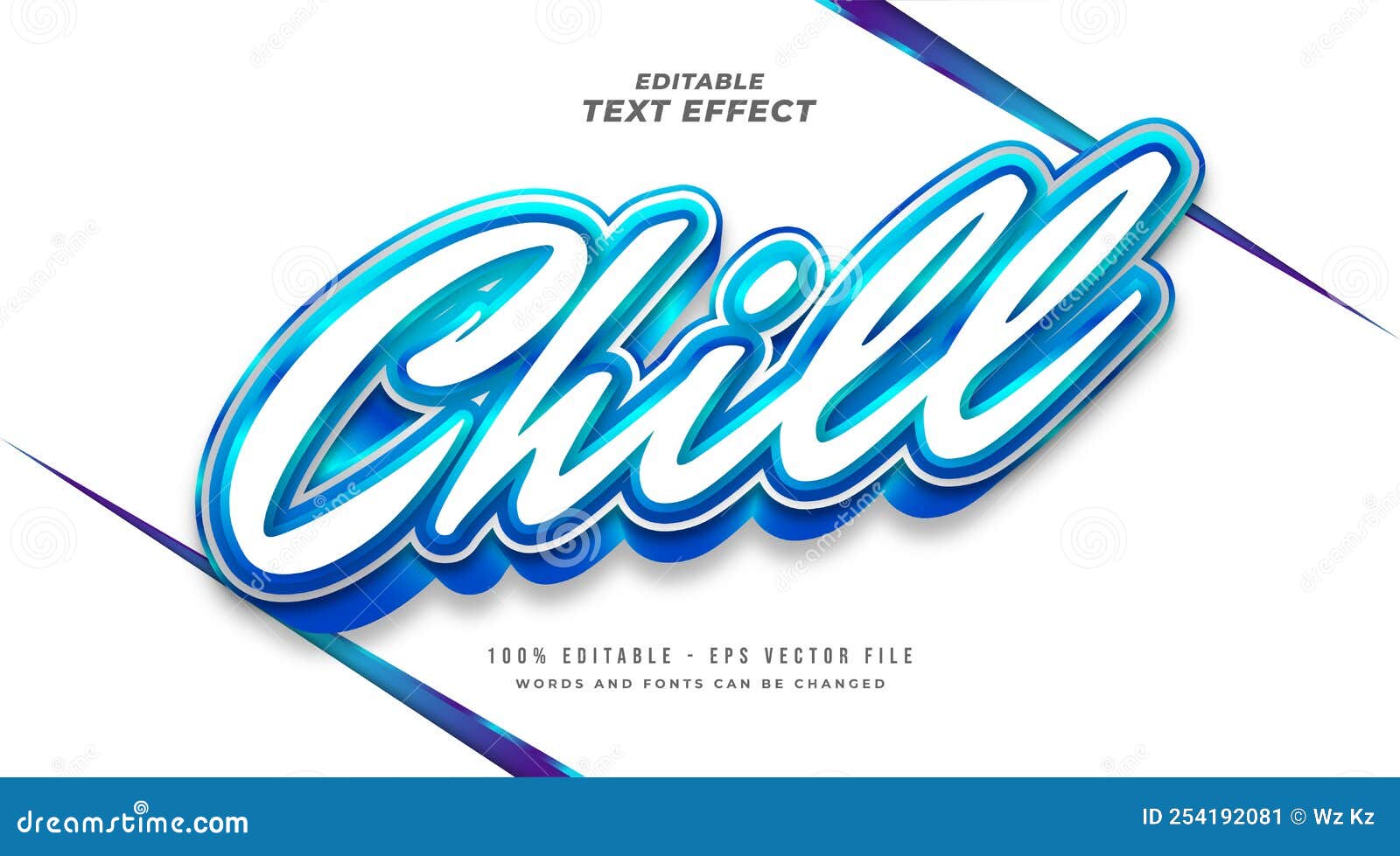 Chill Text in White and Blue with 3D Effect Stock Vector - Illustration ...