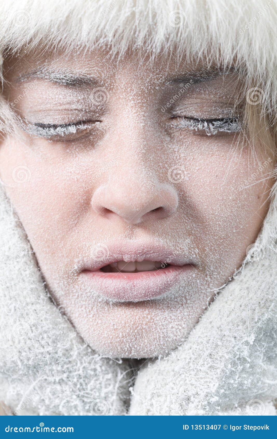 Chilled Female Face Covered in Ice Stock Image - Image of human ...
