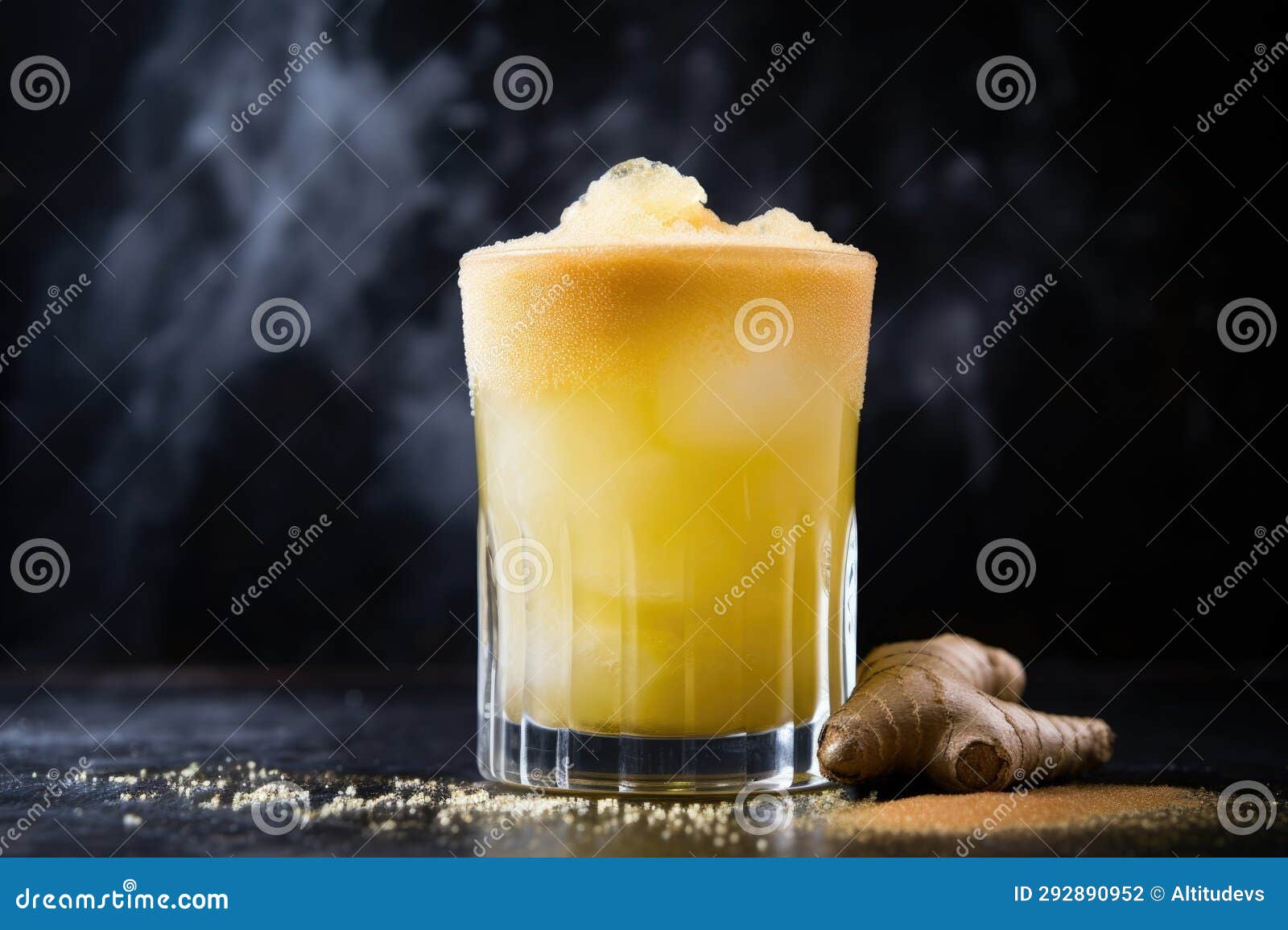 A Chilled Ginger Shot with Condensation Misting the Glass Stock Photo ...