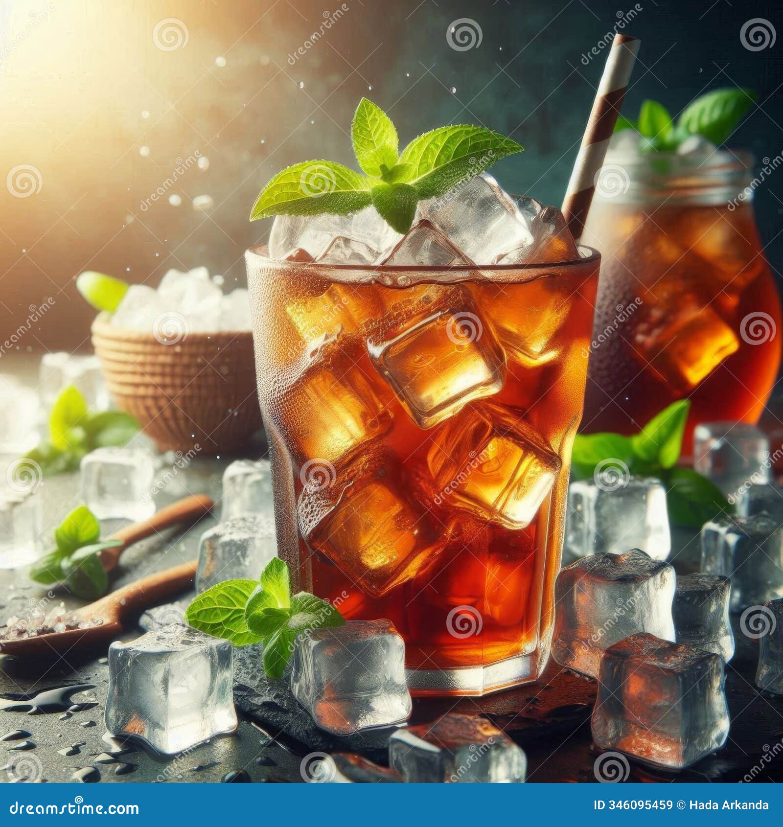Chilled Iced Tea Surrounded by Ice Cubes, Perfect for a Cooling ...