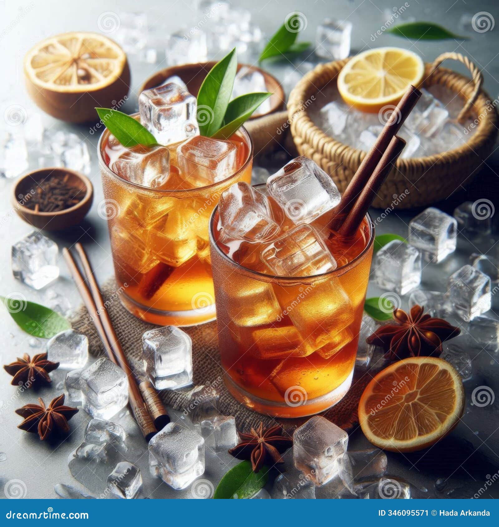 Chilled Iced Tea Surrounded by Ice Cubes, Perfect for a Cooling ...