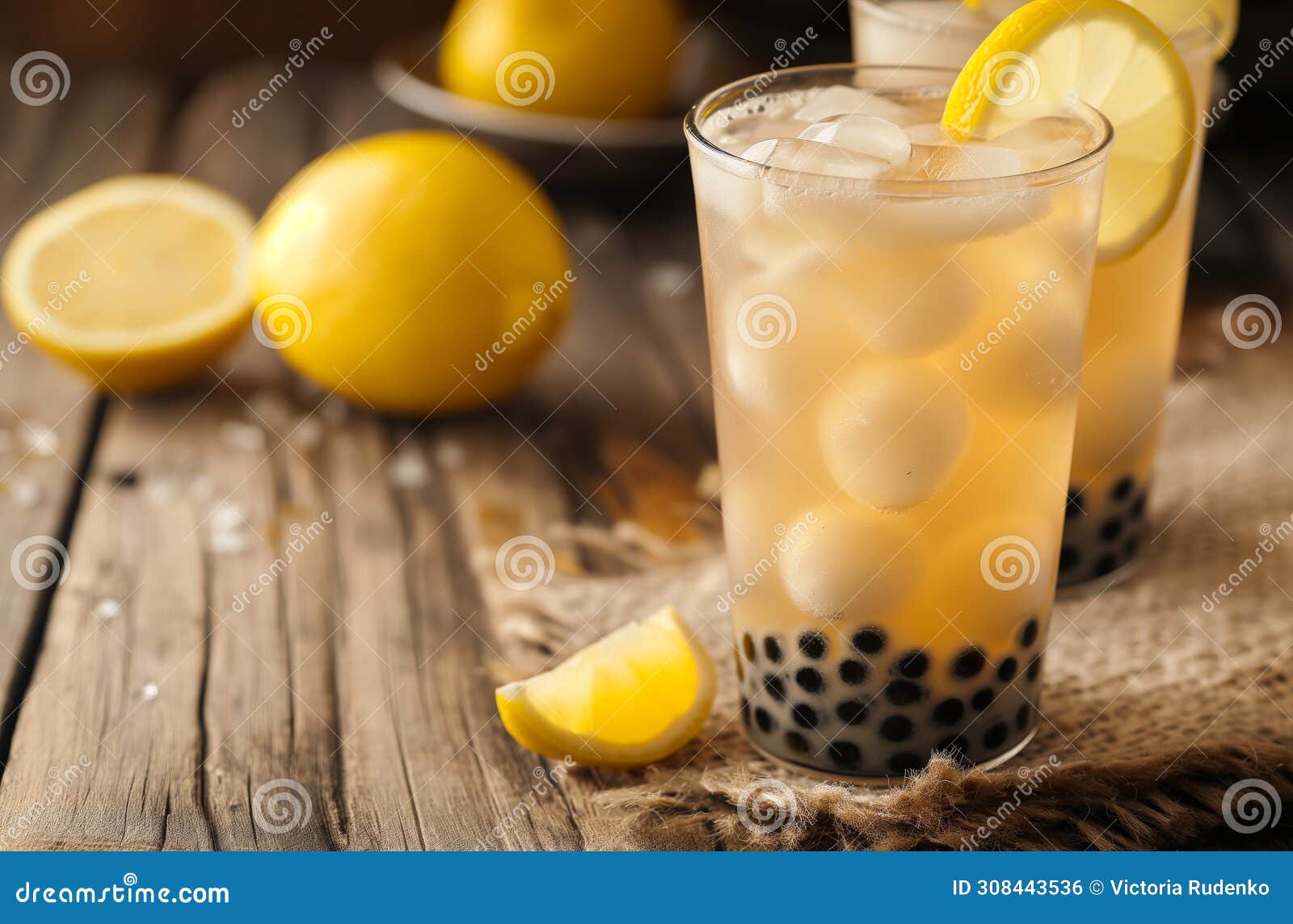 Lemon bubble tea with ice stock photo. Image of chilled - 308443536