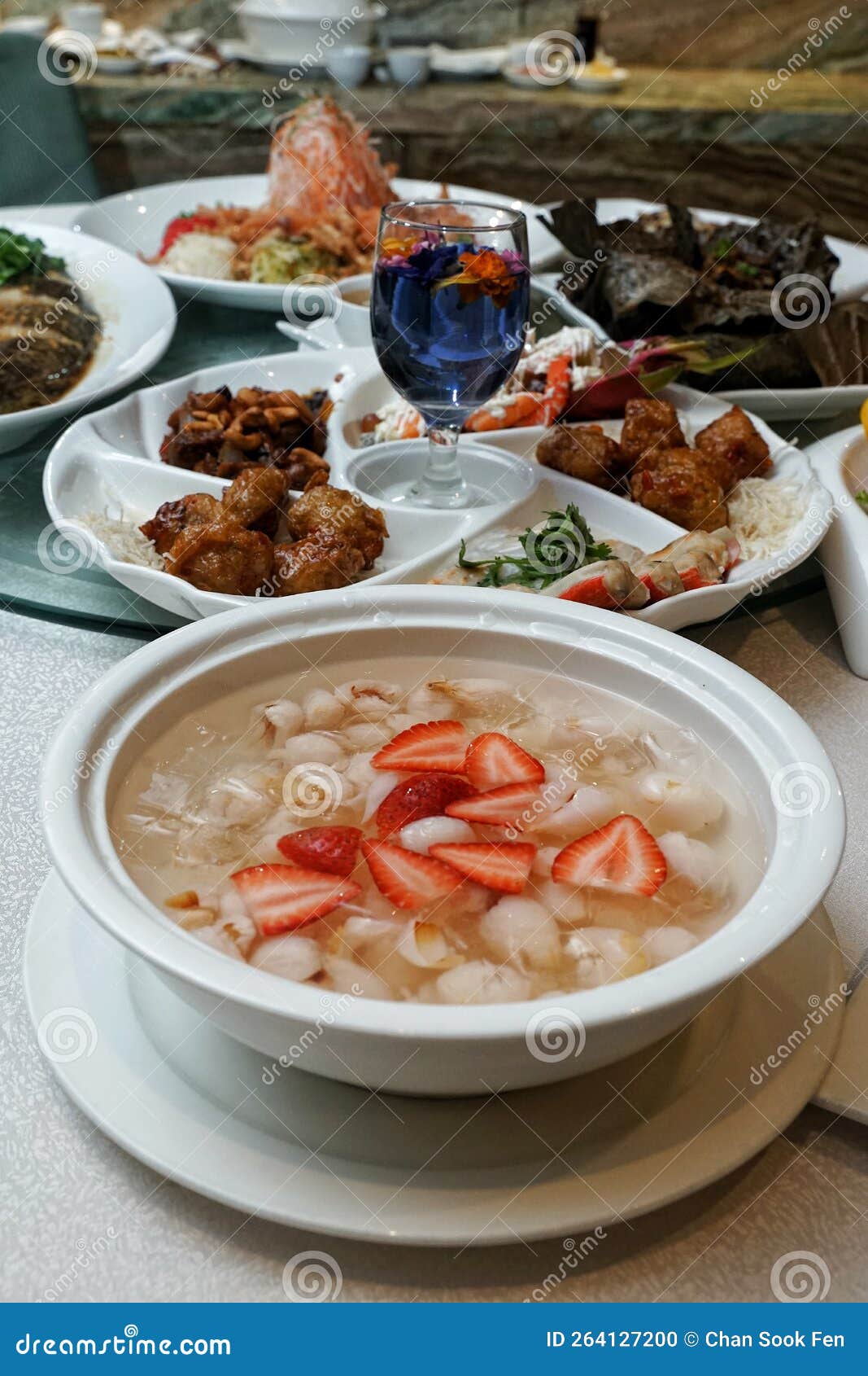 Chilled Lychee with Strawberry Stock Photo - Image of restaurant ...