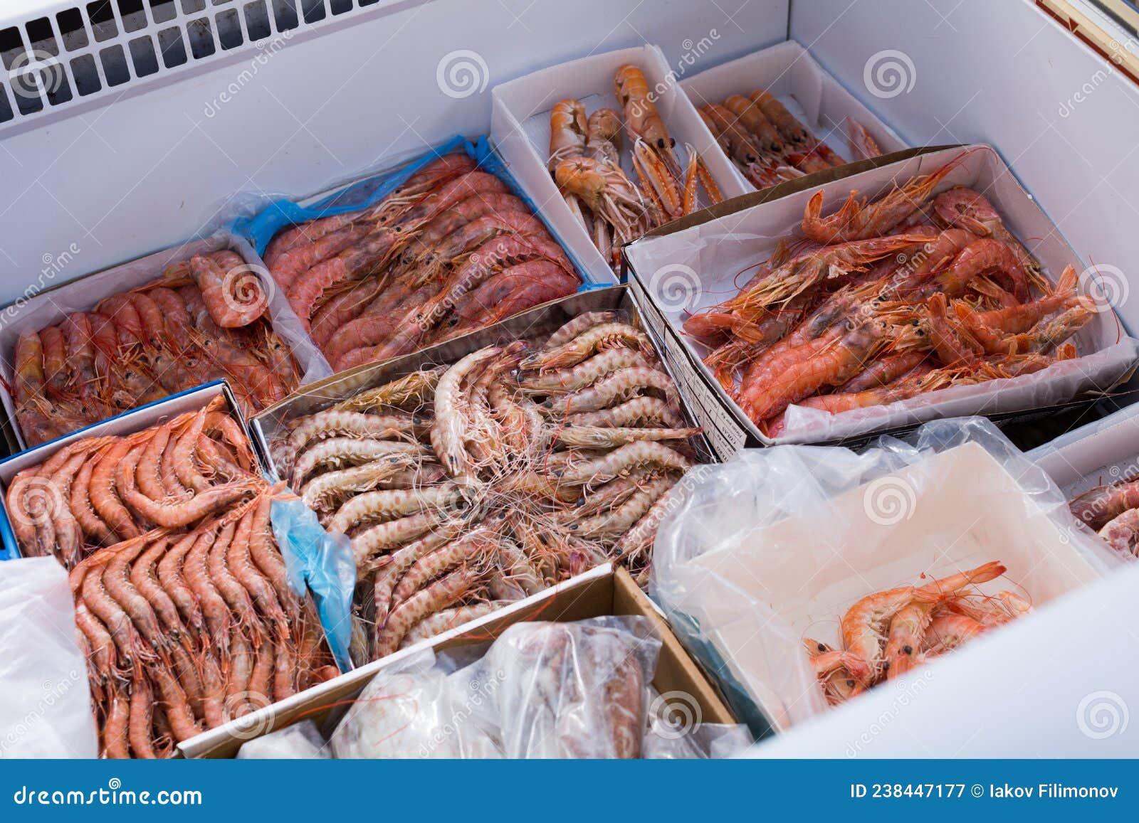 Chilled Mediterranean Seafoods Close Up on Counter Stock Image - Image ...
