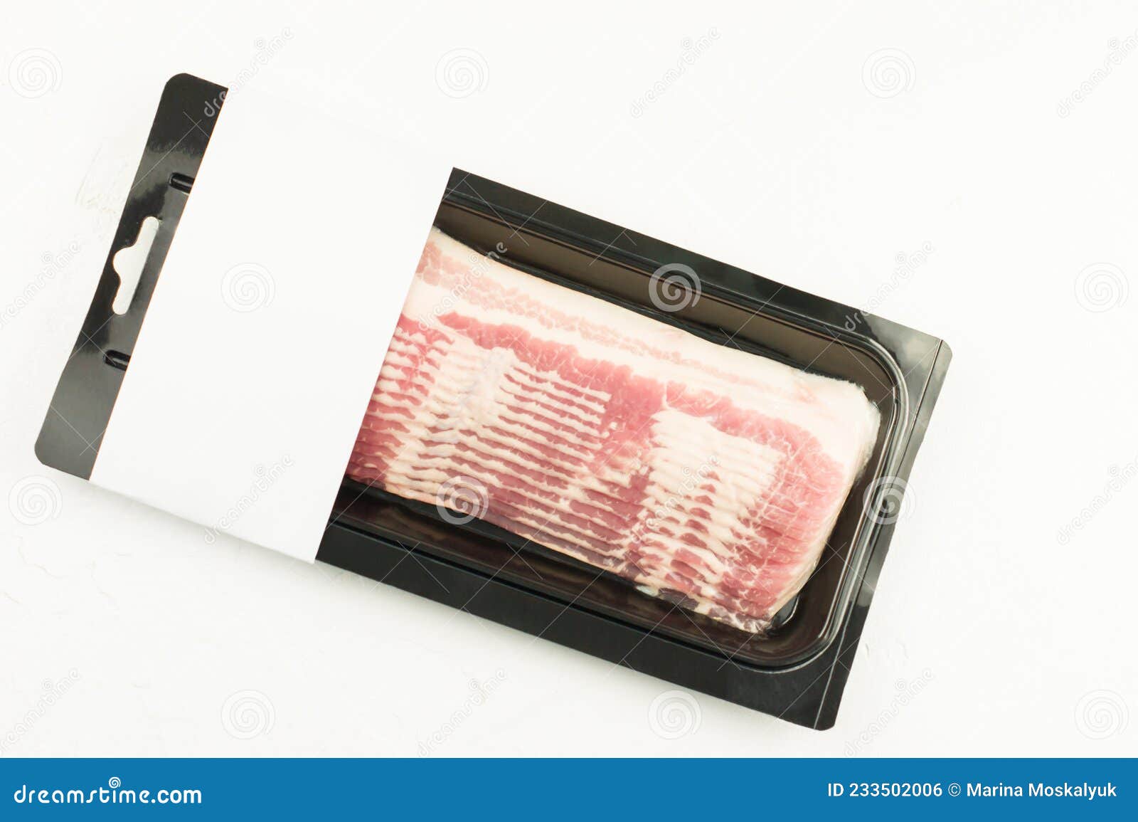 Chilled Pork Bacon In Plastic Vacuum Packaging On A White Background ...