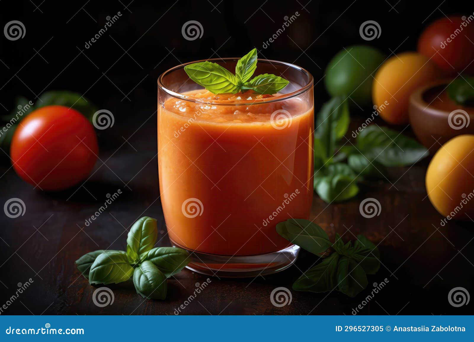 Chilled Tomato Smoothie with Mint Leaves Garnished on Top. Generative ...