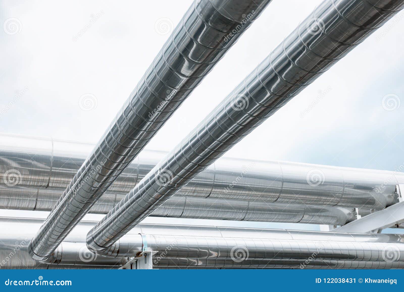 Chiller Pipeline and Joint Connection on Pipe Rack Support Stock Image ...