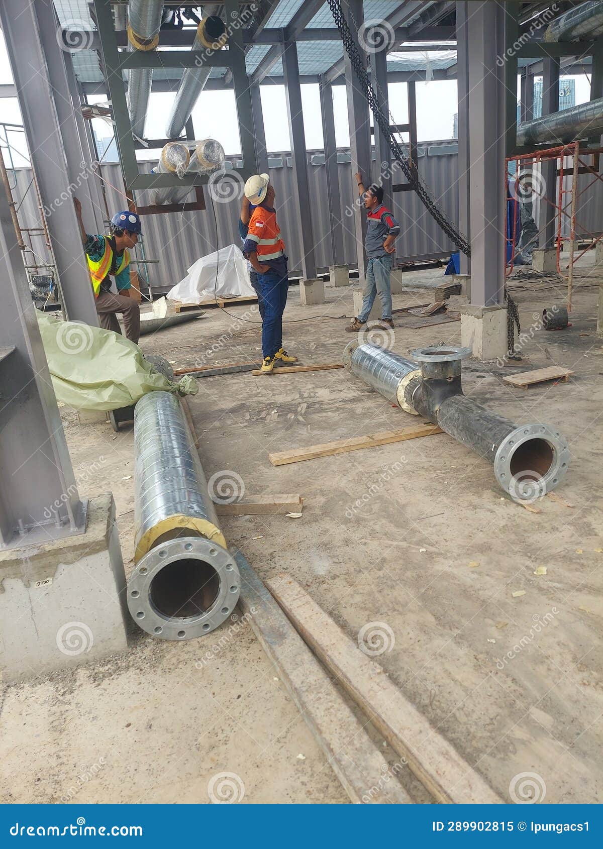 Chiller piping instalation editorial image. Image of soil - 289902815