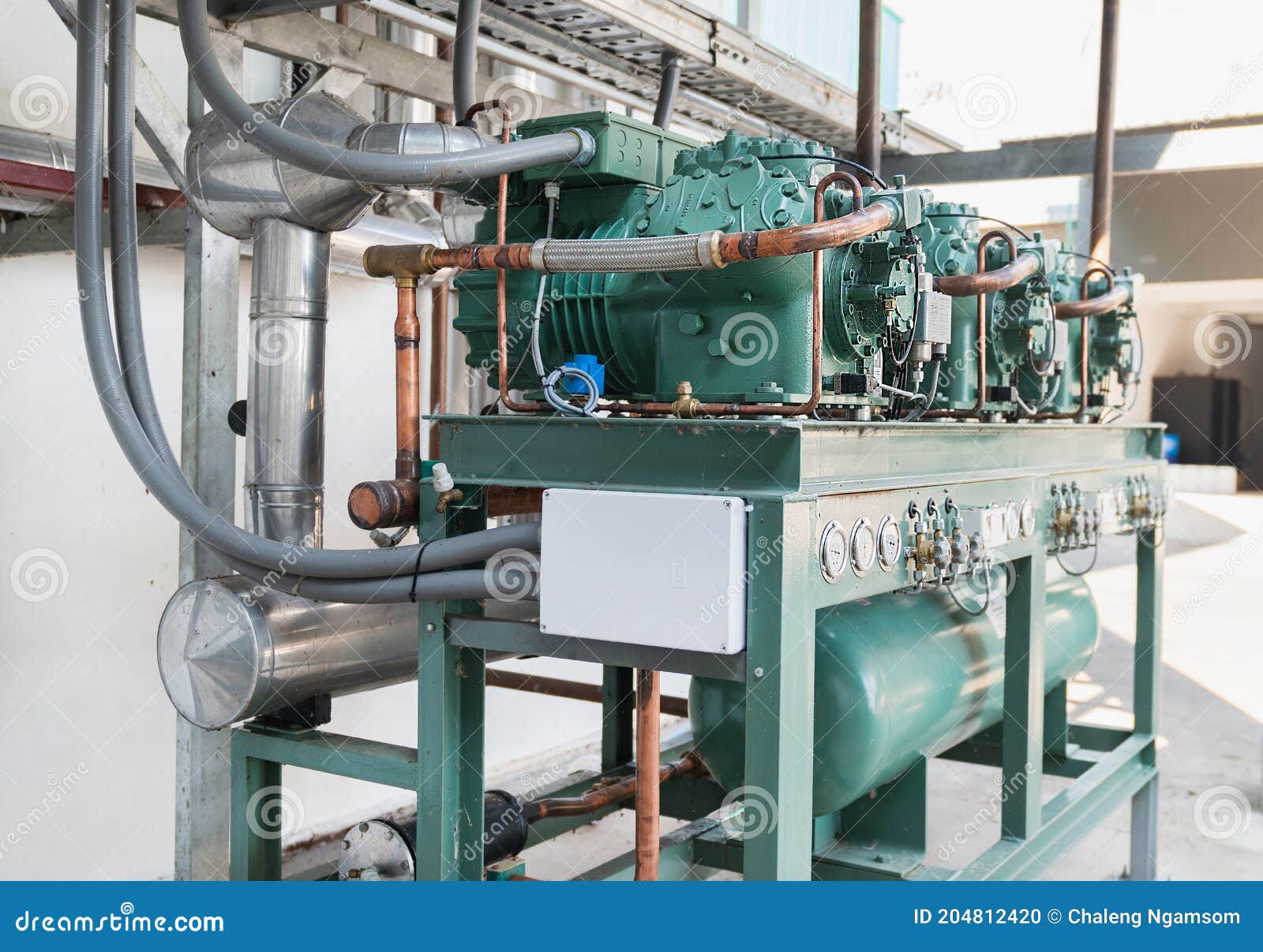 Chiller in Refrigeration System in Cold Storage Industry Stock Photo ...