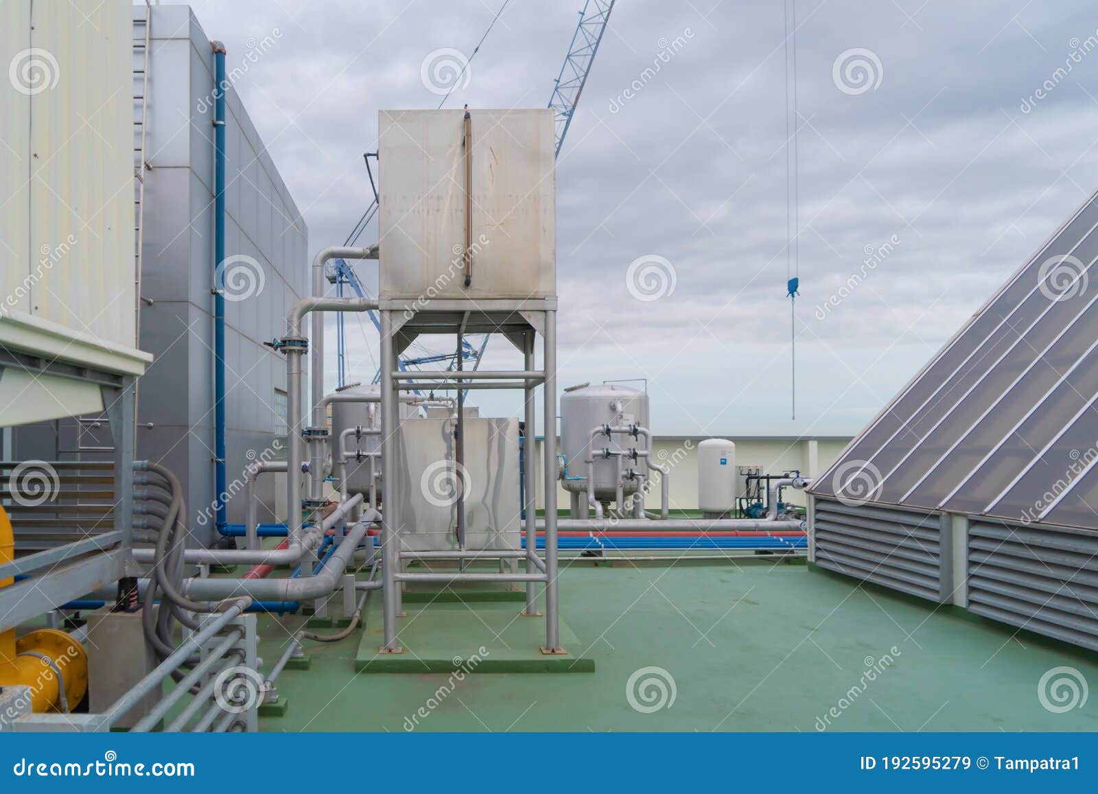 Chiller Tower or Cooling Tower on Rooftop of a Office Building. System ...