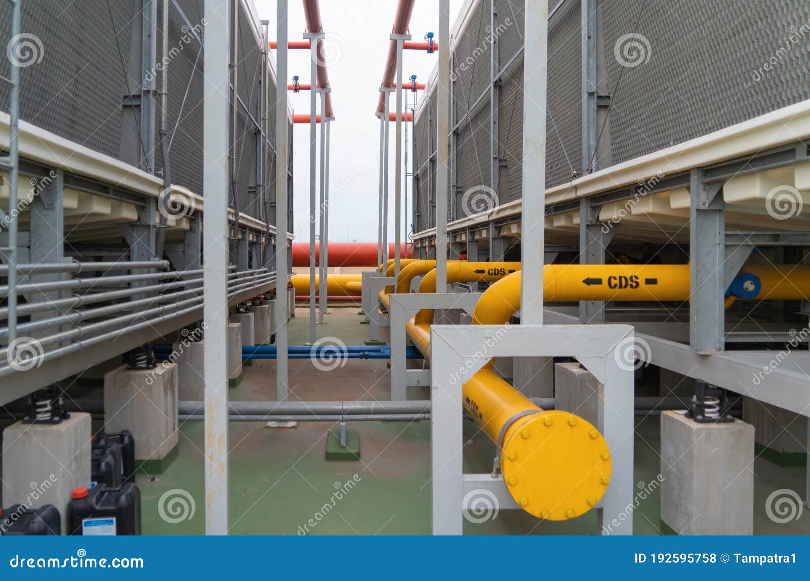 Chiller Tower Or Cooling Tower On Rooftop Of A Office Building. System ...