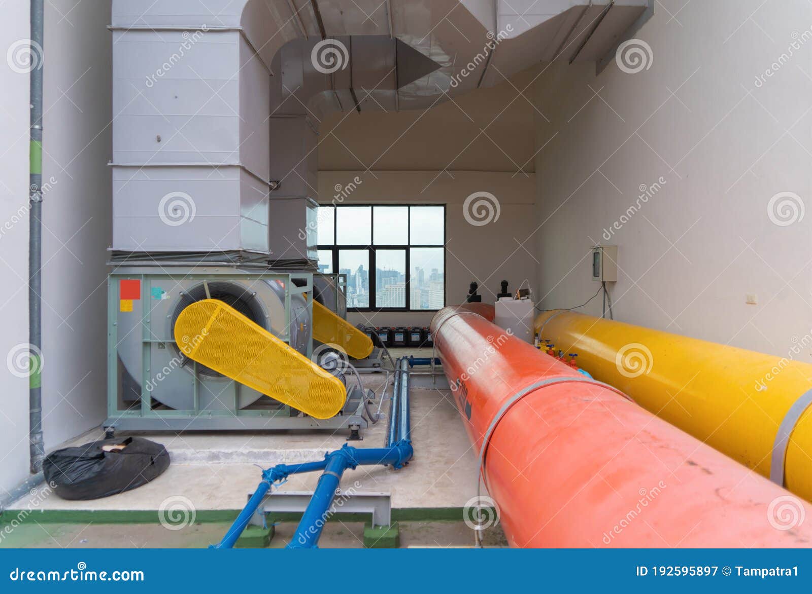 Chiller Tower or Cooling Tower on Rooftop of a Office Building. System ...