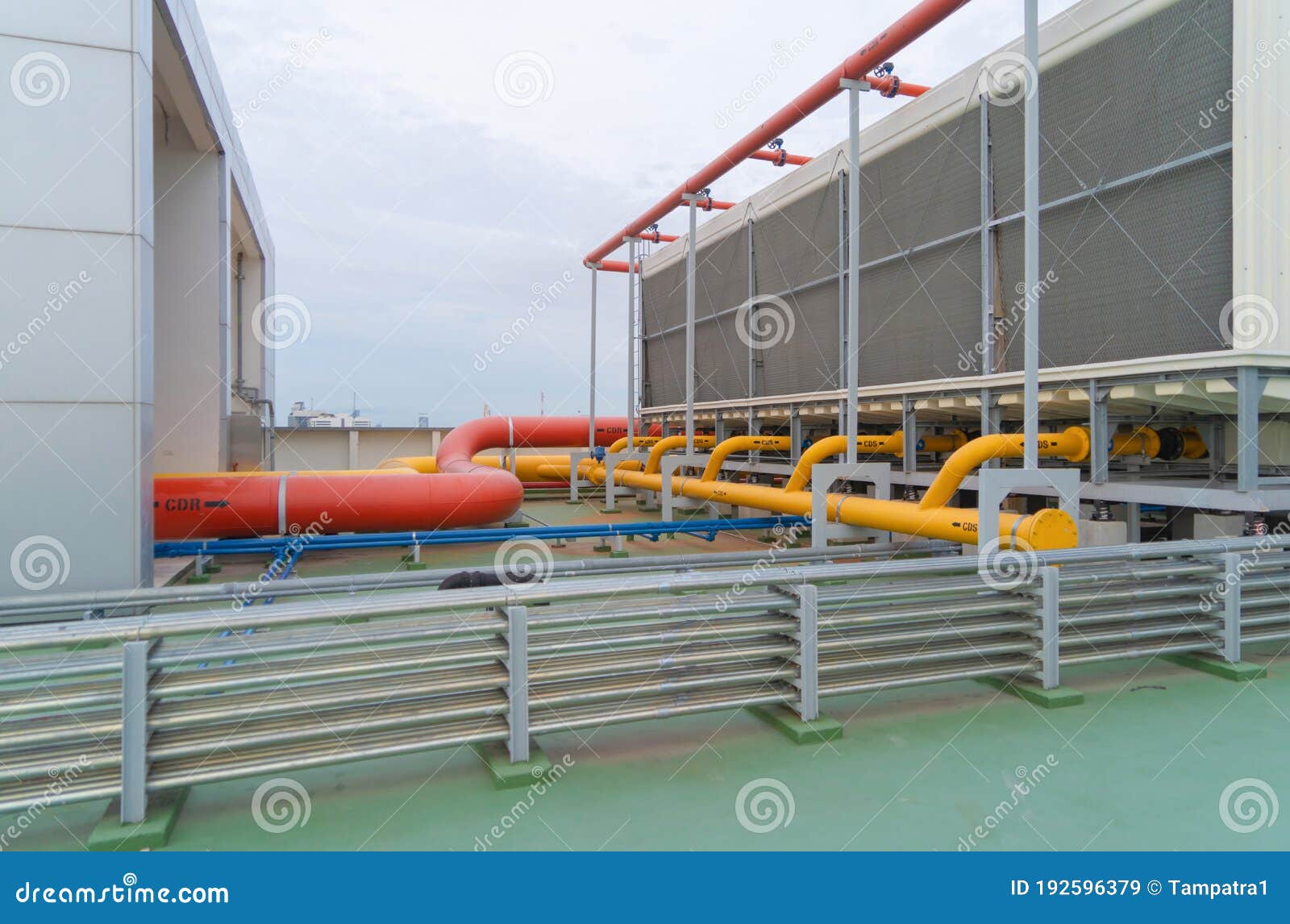 Chiller Tower Or Cooling Tower On Rooftop Of A Office Building. System ...