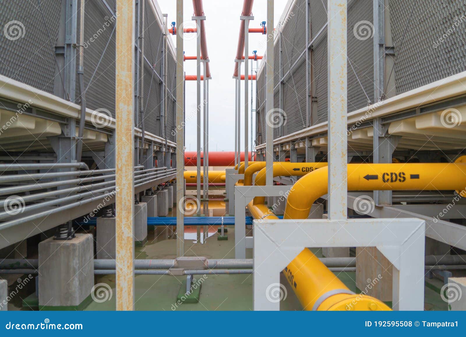 Chiller Tower Or Cooling Tower On Rooftop Of A Office Building. System ...