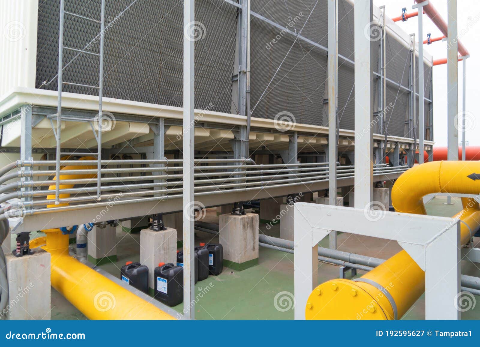 Chiller Tower or Cooling Tower on Rooftop of a Office Building. System ...