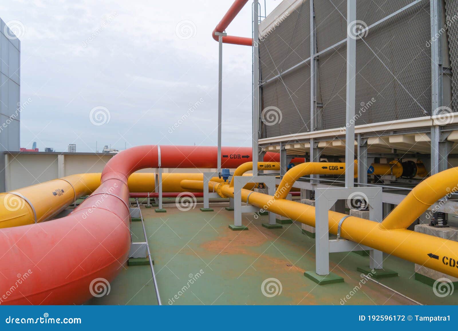 Chiller Tower or Cooling Tower on Rooftop of a Office Building. System ...