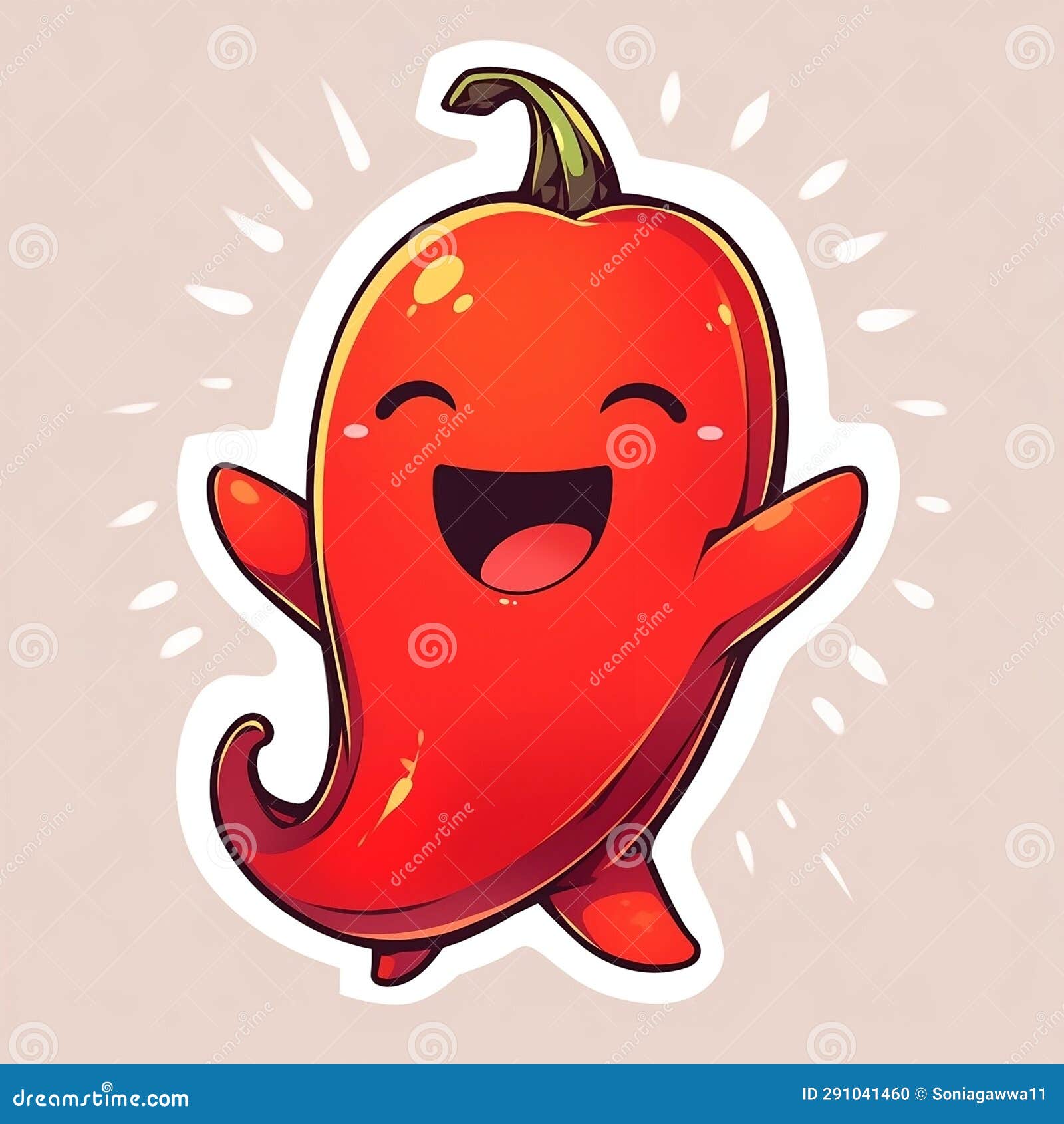 Chilli Chibi Cartoon Style Isolated Plain Background by AI Generated ...