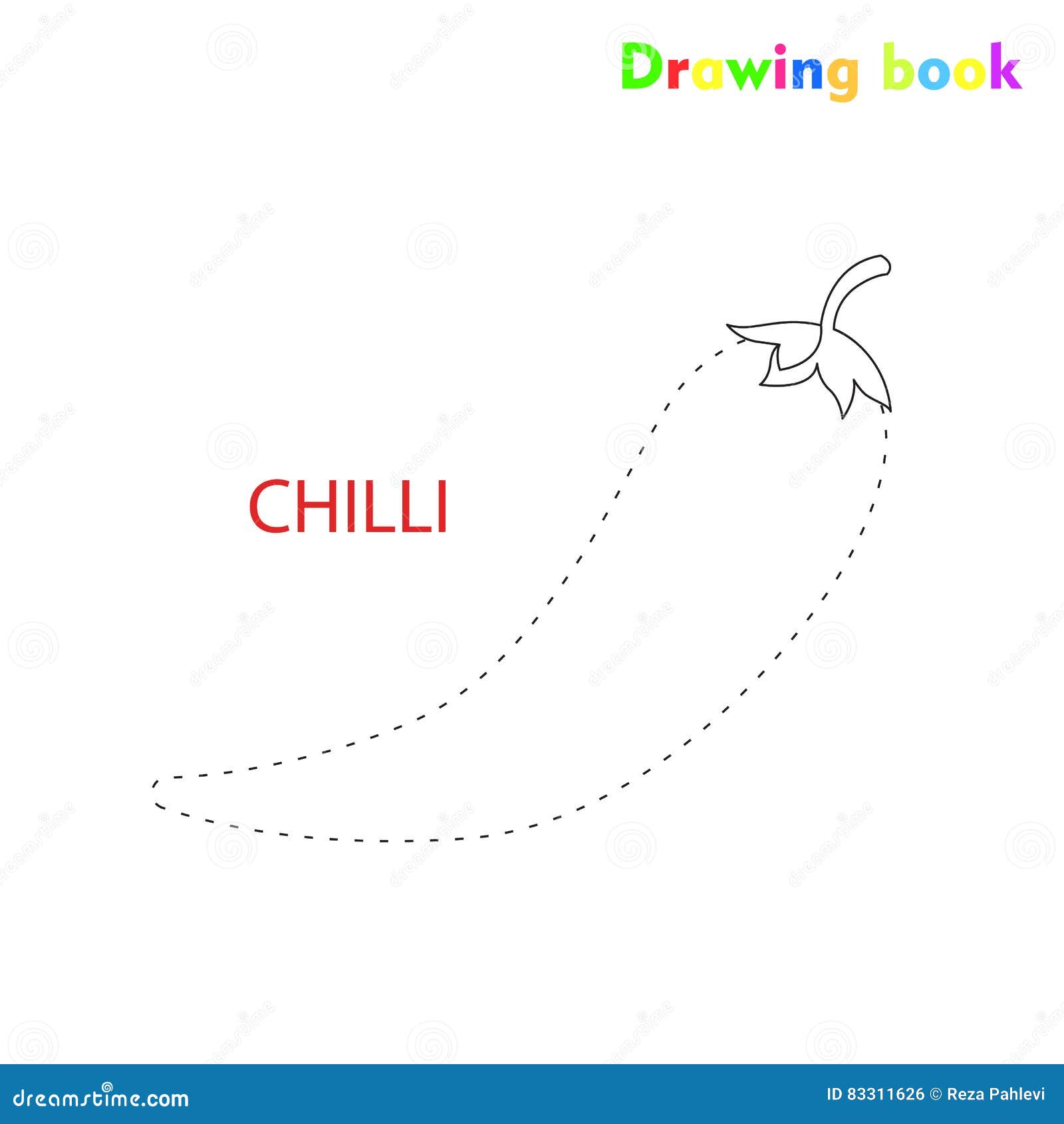 Chilli Coloring and Drawing Book Vegetable Design Illustration Stock ...
