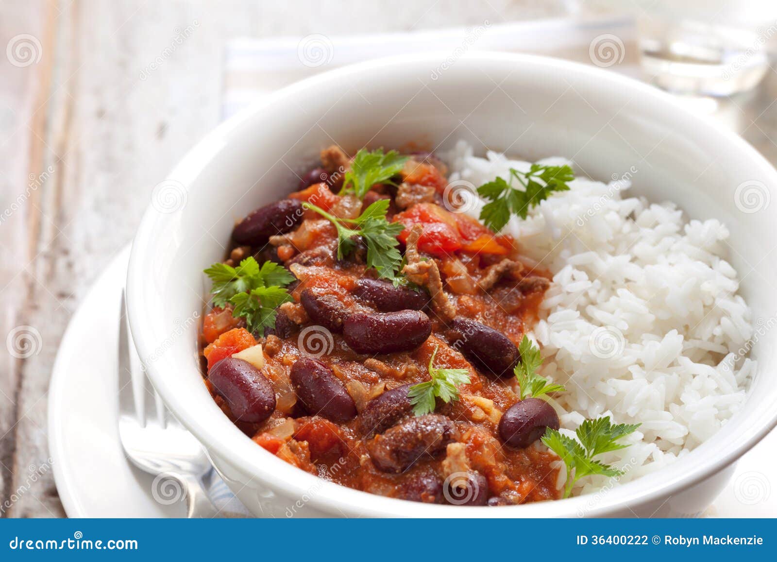 Chilli Con Carne with Rice stock photo. Image of eating - 36400222