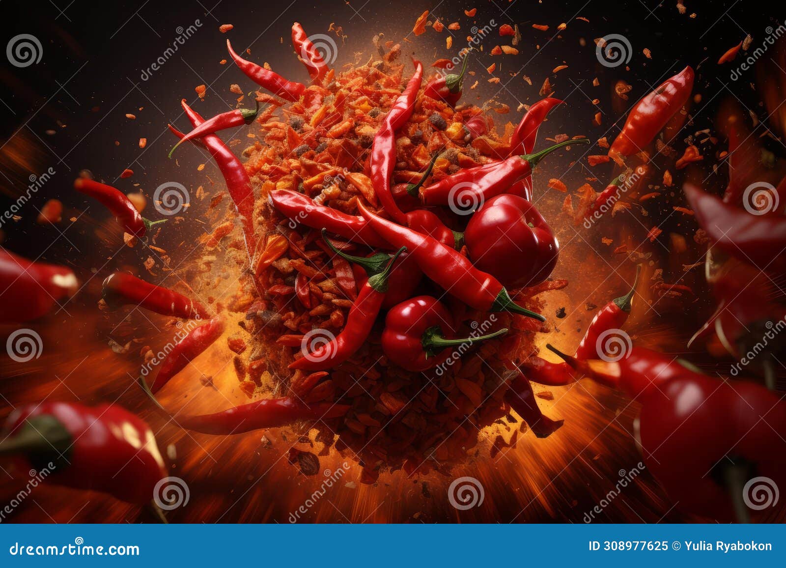 Chilli Explosion. Generate Ai Stock Image - Image of element, cayenne ...