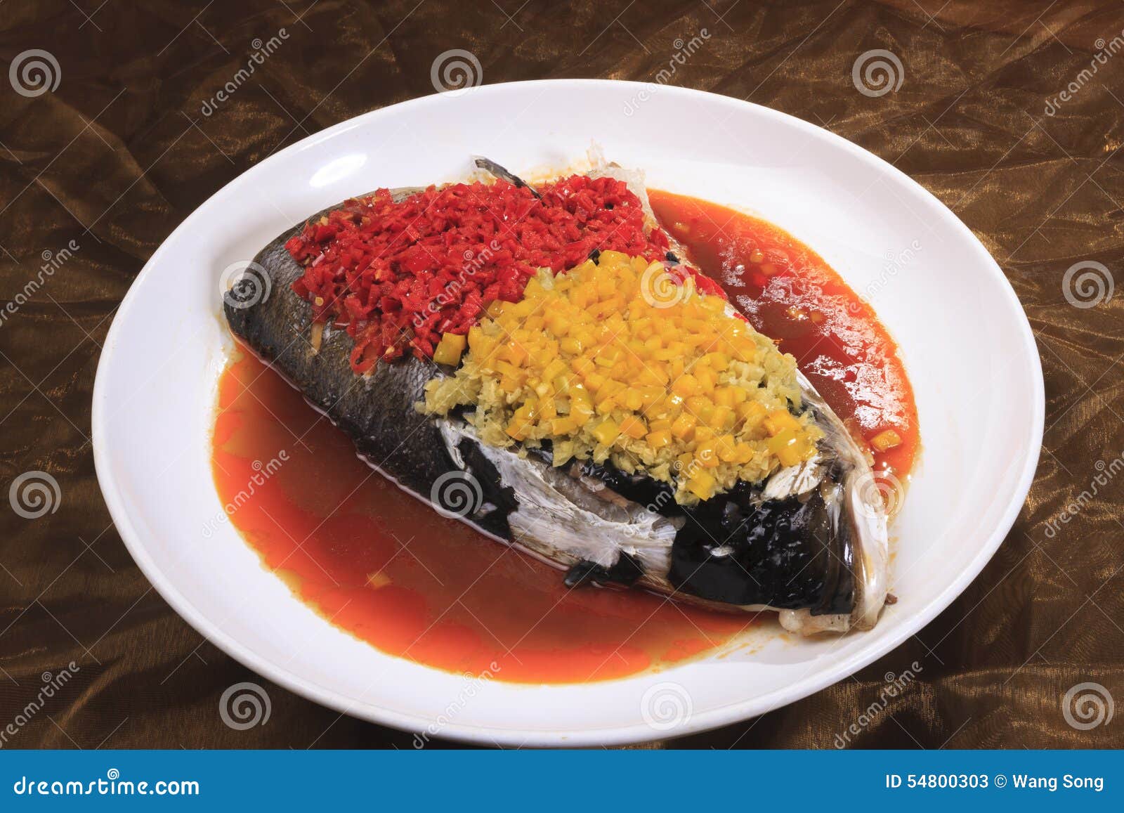 Chilli fish head stock image. Image of cooking, baked - 54800303