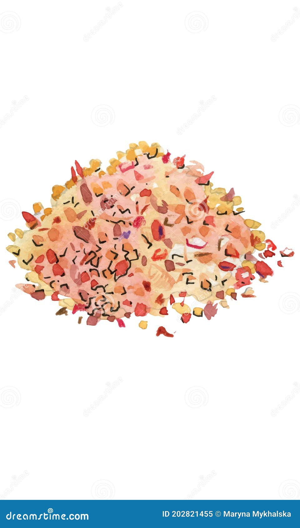 Chilli Flakes, Watercolor Illustration Stock Vector - Illustration of ...