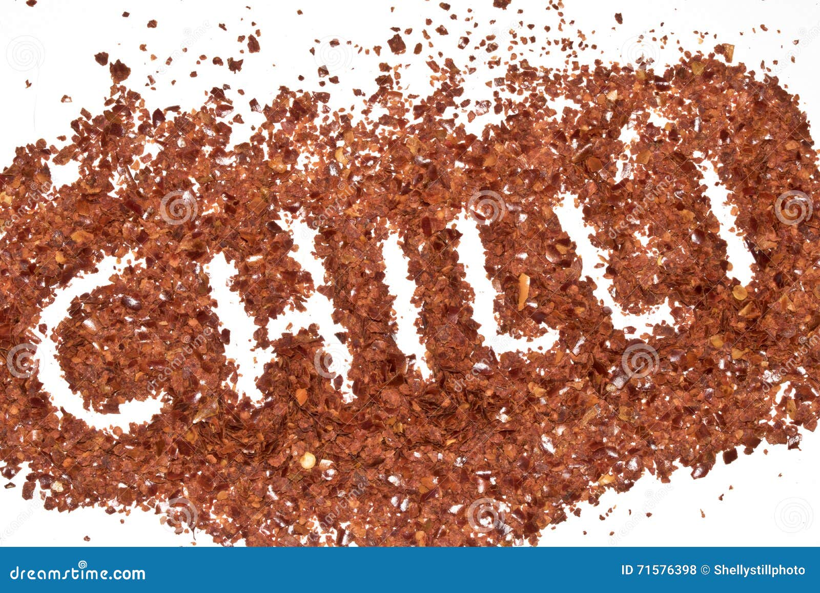 Chilli Flakes with word stock photo. Image of crushed - 71576398