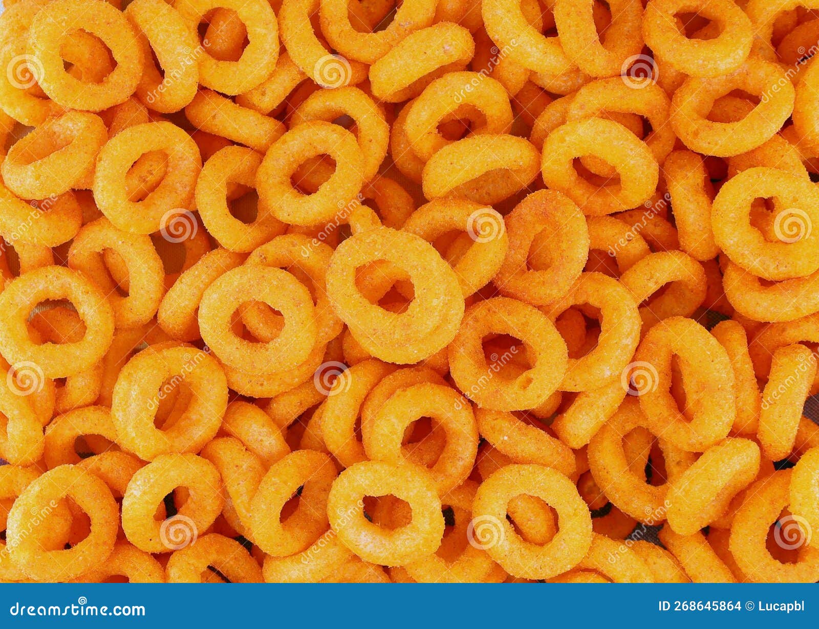 Chilli Flavored Corn Rings. Full Frame. Stock Photo - Image of flavor ...