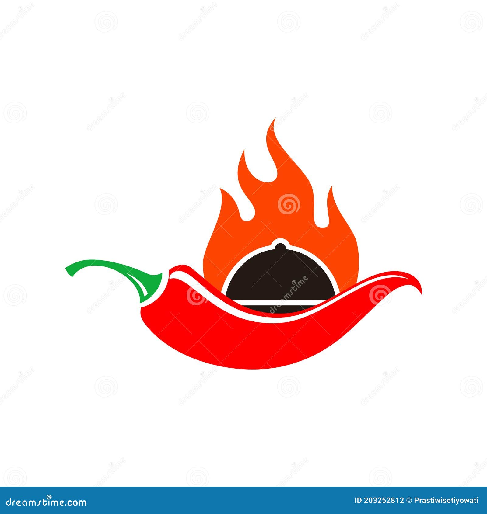 Chilli Hot Spicy Food Flat Icon Logo Stock Vector - Illustration of ...
