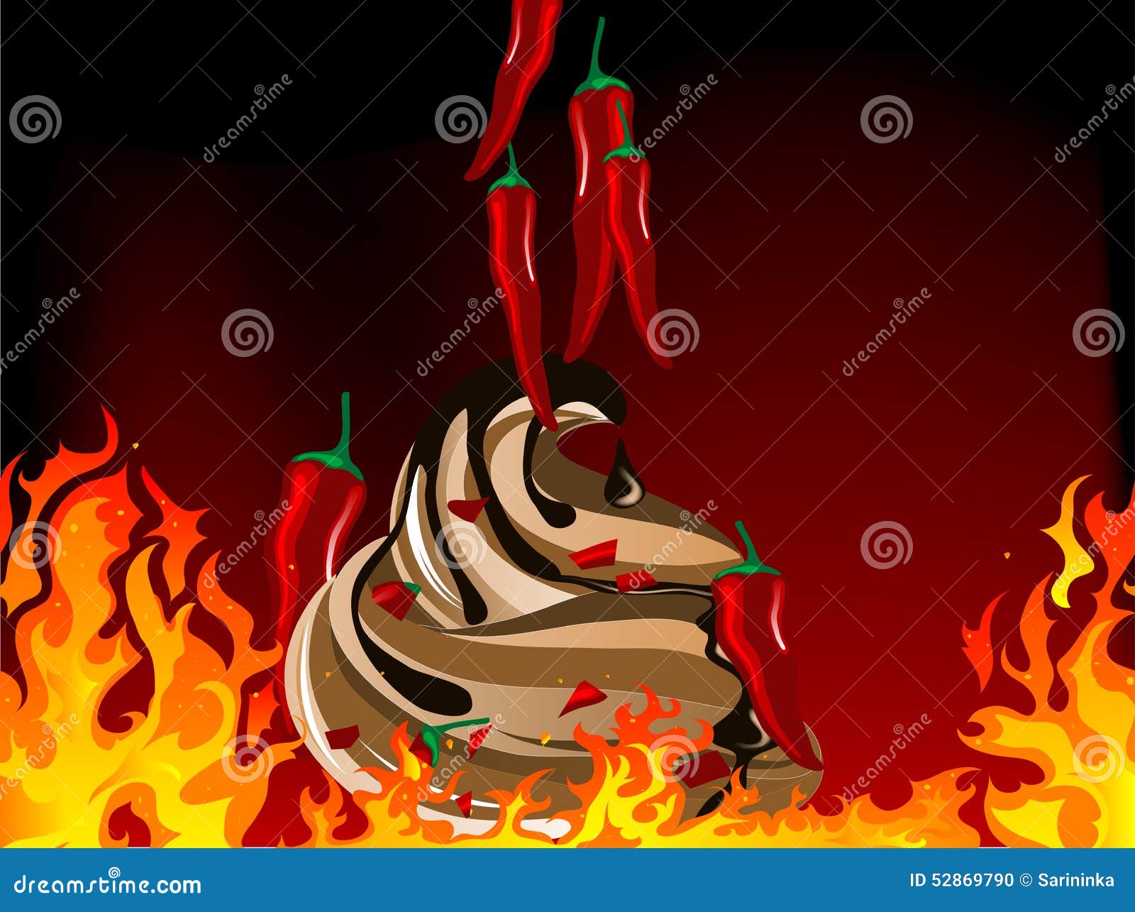Chilli ice cream stock vector. Illustration of heat, vector - 52869790