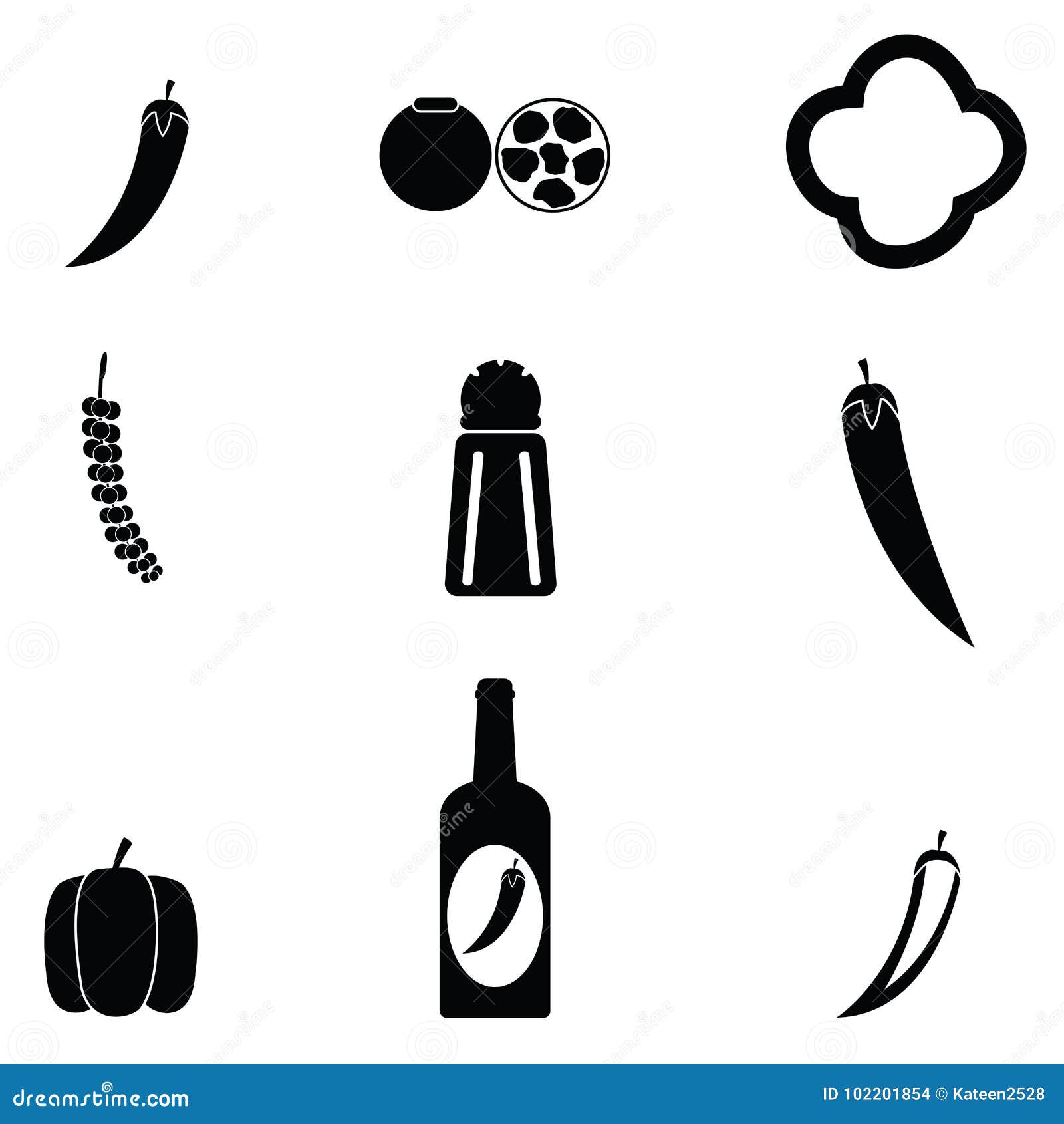 Chilli icon set stock vector. Illustration of white - 102201854