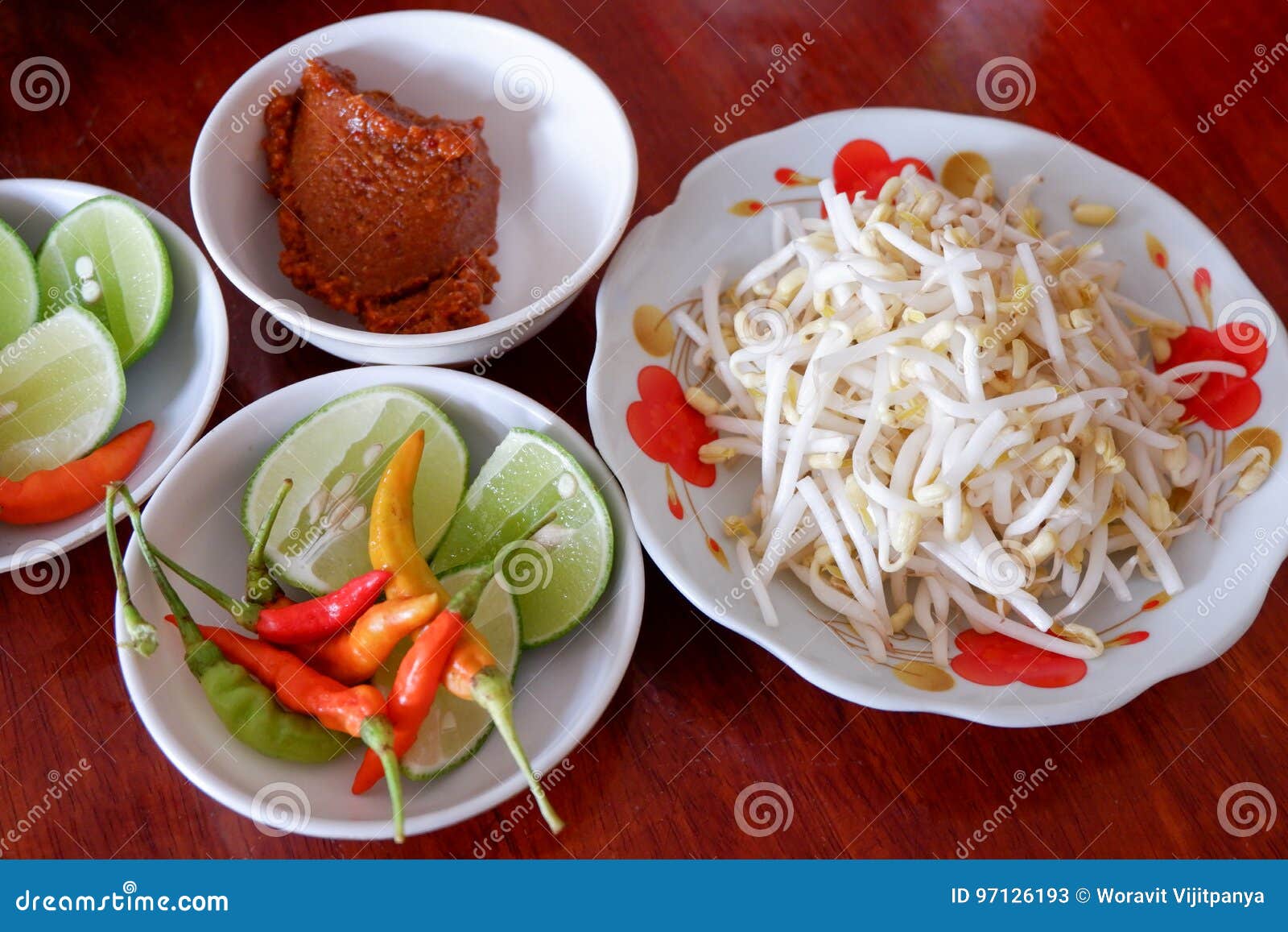 Chilli lemon bean sprout stock image. Image of pepper - 97126193