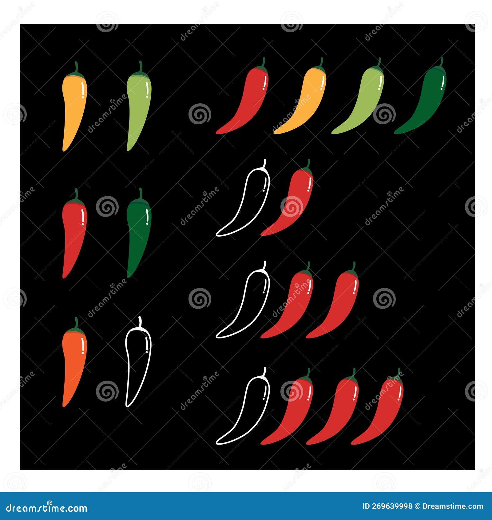 Chilli level stock vector. Illustration of outline, heat - 269639998