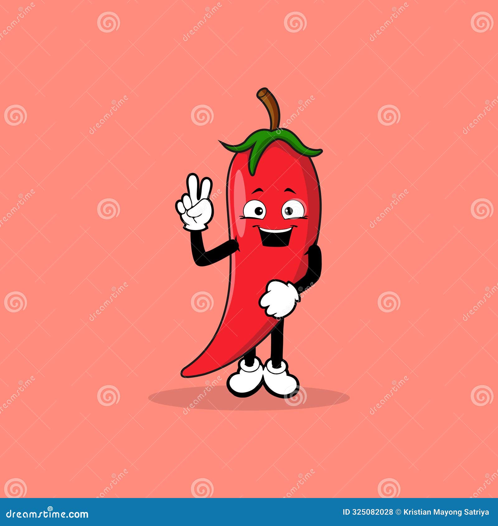 Chilli Mascot Character with Peace Hand Expression Stock Vector ...