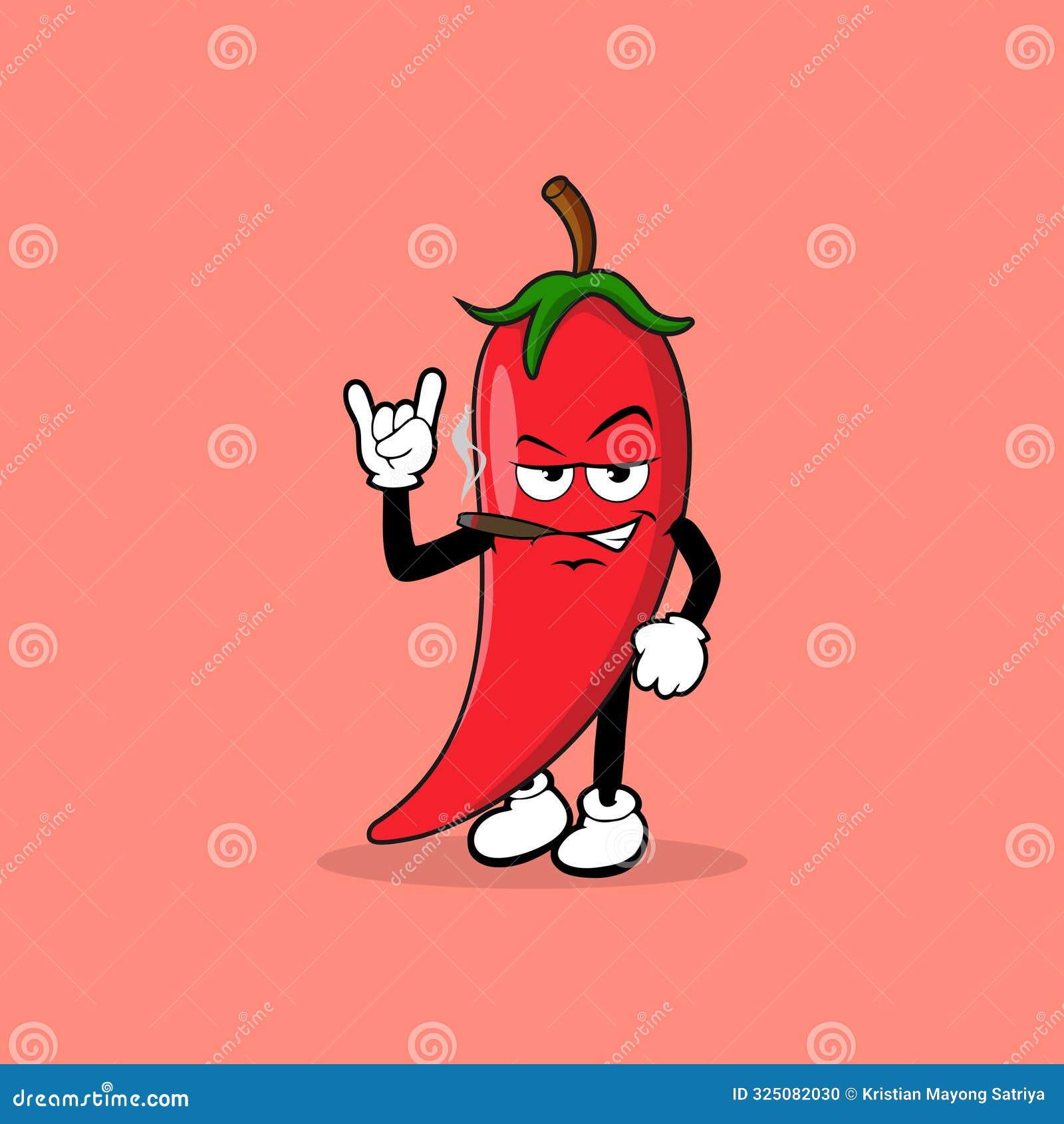 Chilli Mascot Character with Rock and Roll Expression Stock Vector ...