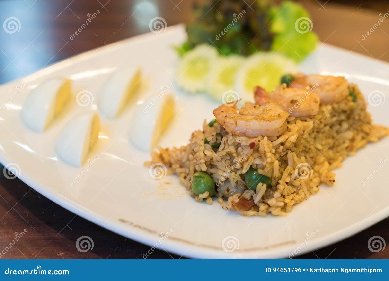 Chilli Paste Fried Rice with Prawn Stock Photo - Image of closeup ...