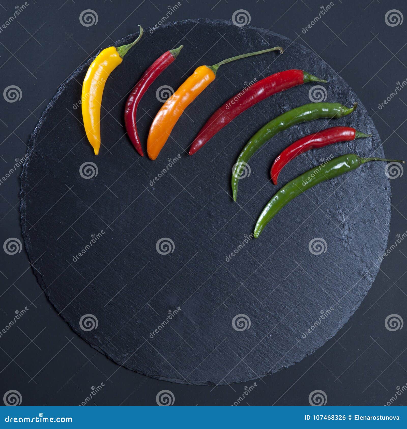 The Chilli Pepper on Black Stone Stock Photo - Image of still, chilli ...