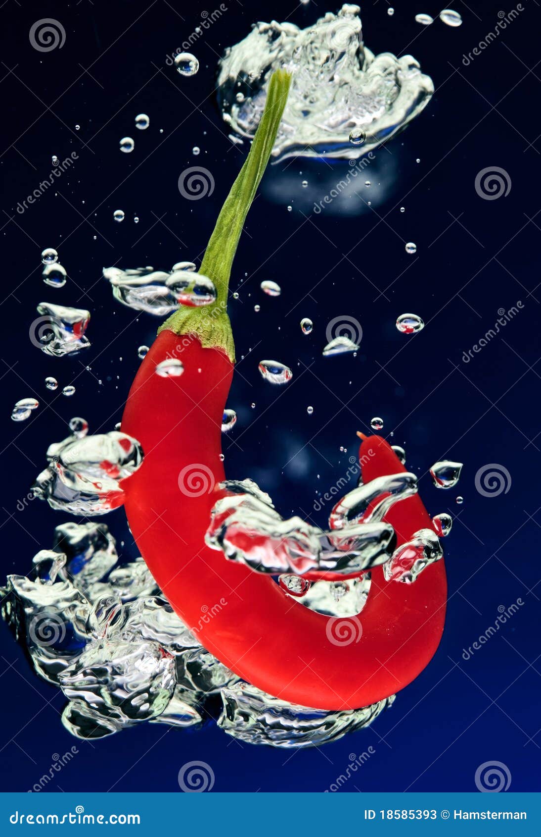 Chilli Pepper Falling in Water with Air Bubbles Stock Image - Image of ...