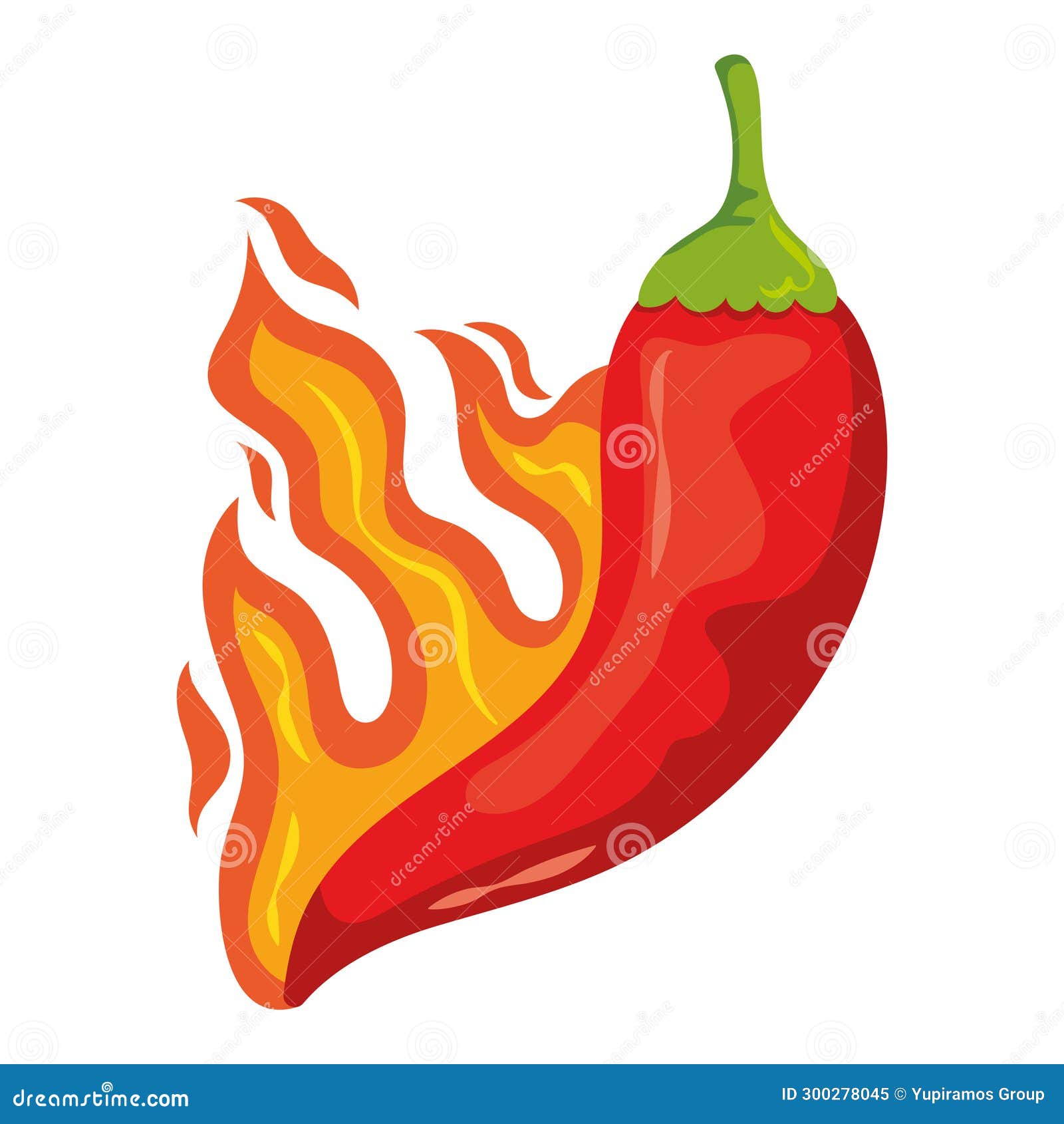 Chilli pepper on fire stock vector. Illustration of scorching - 300278045