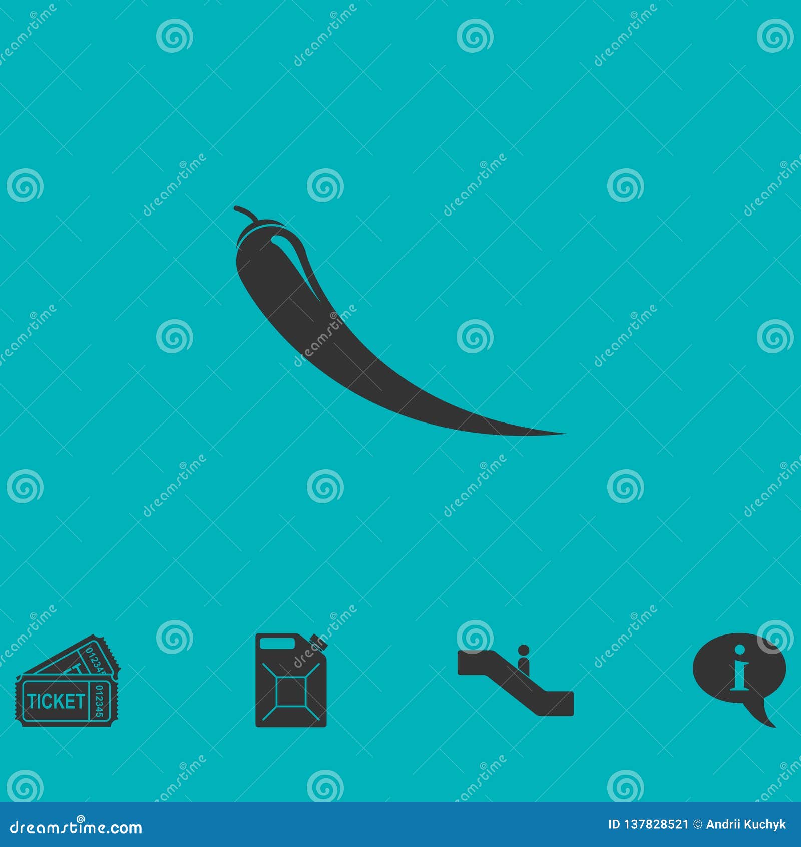 Chilli pepper icon flat stock vector. Illustration of chilli - 137828521