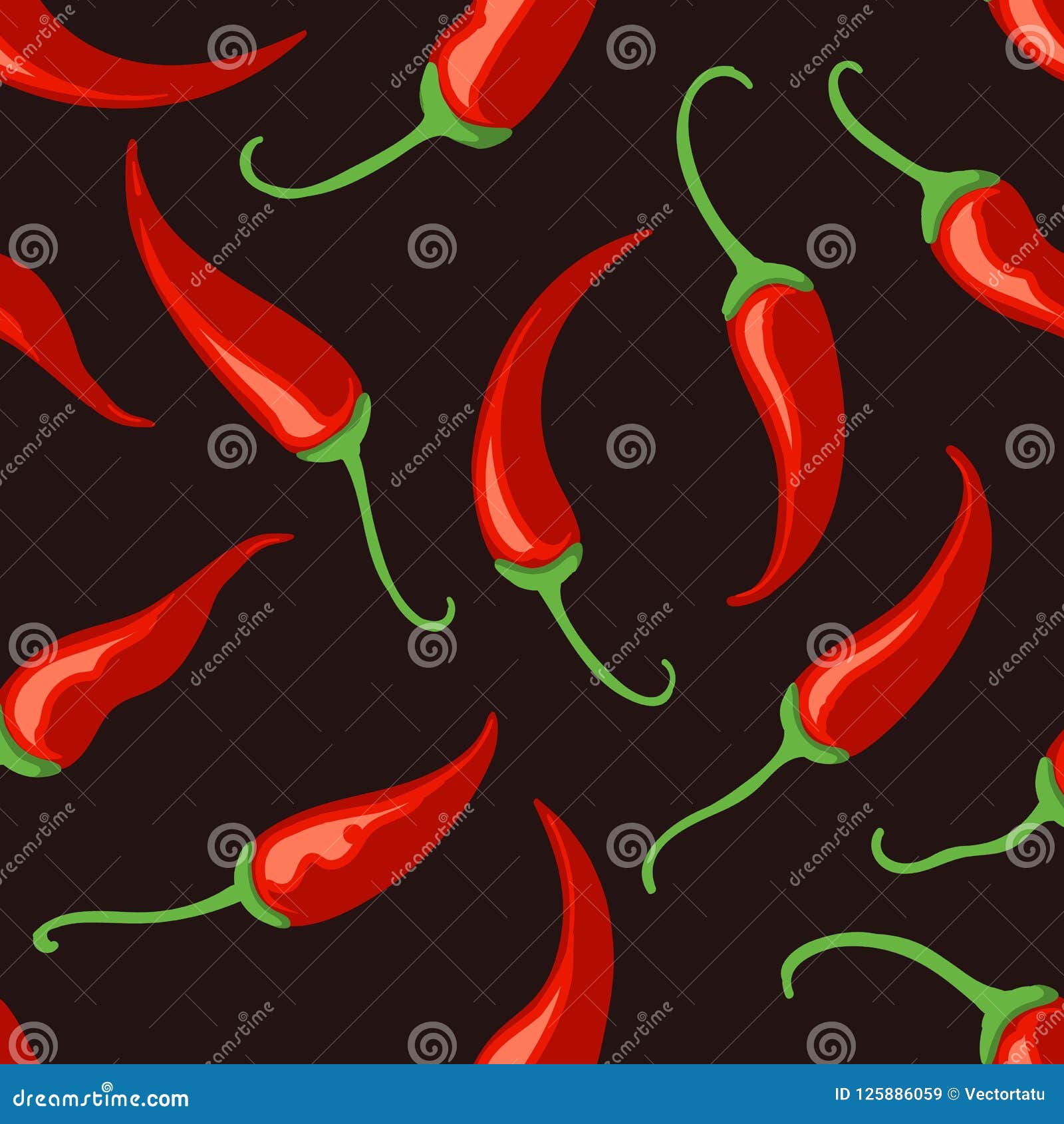 Chilli Pepper Seamless Pattern Stock Vector - Illustration of burn ...