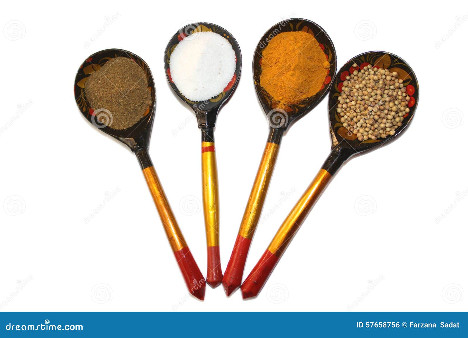 Chilli and pepper in spoon stock photo. Image of coriander - 57658756
