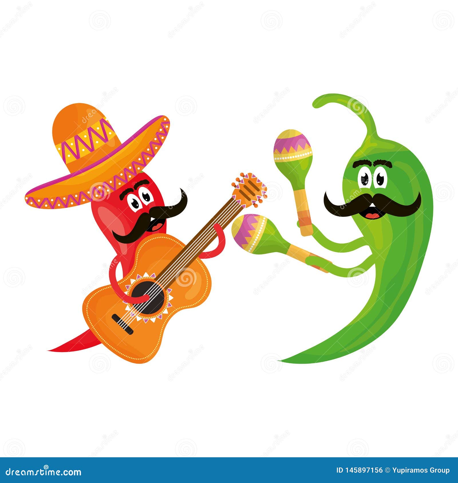 Chilli Peppers with Instruments Comics Characters Stock Vector ...