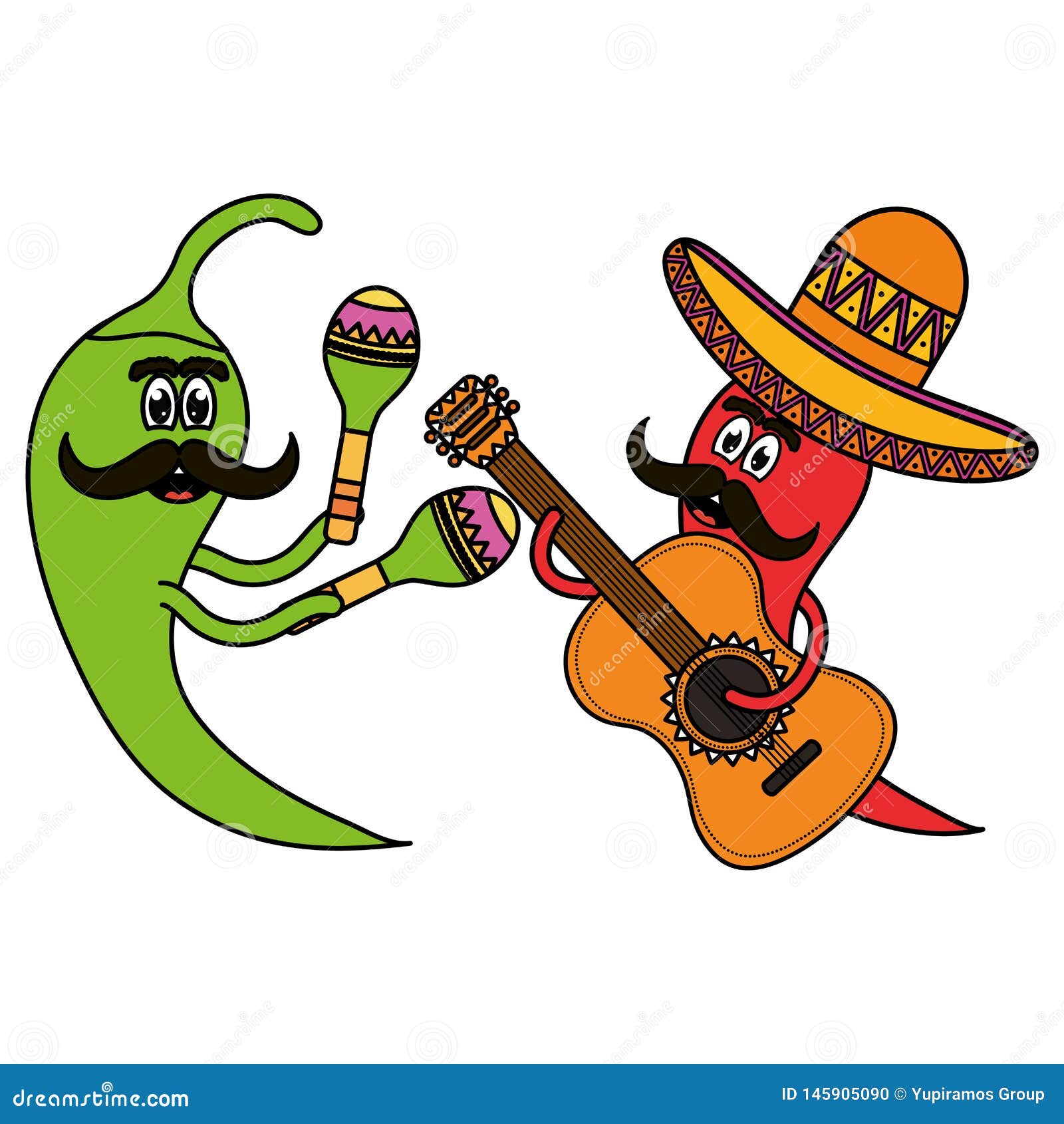 Chilli Peppers with Instruments Comics Characters Stock Vector ...