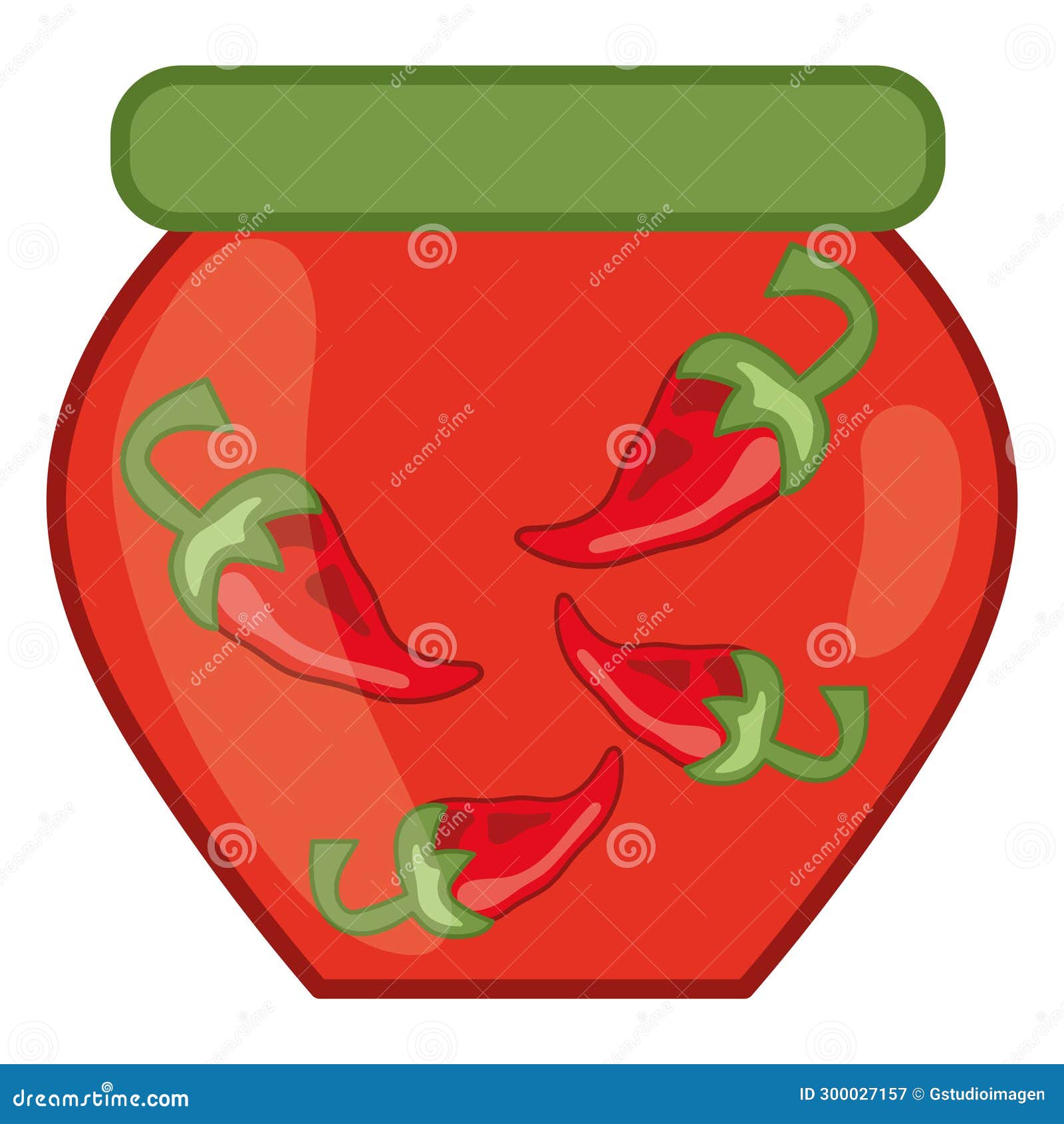 Chilli peppers on jar stock vector. Illustration of chili - 300027157