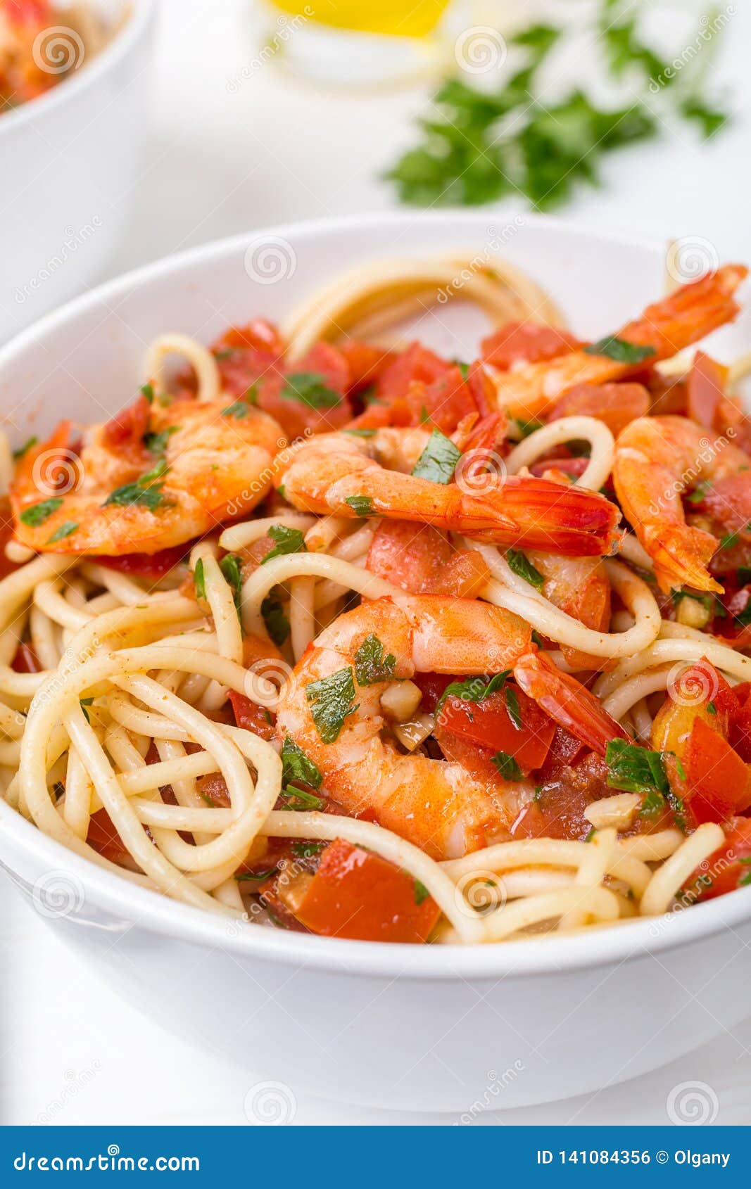 Chilli Shrimp and Tomato Spaghetti Stock Photo - Image of lunch, cooked ...